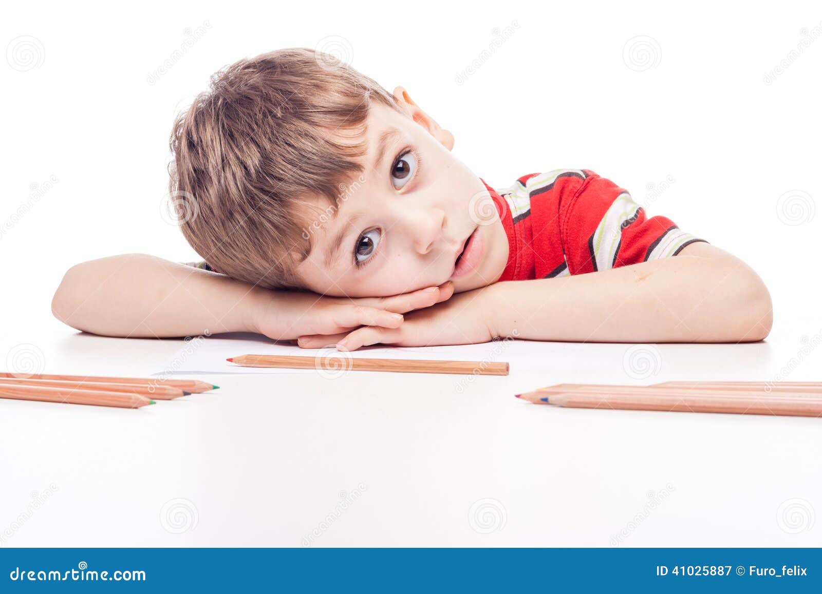 Boy at table stock image. Image of portrait, studio, education - 41025887