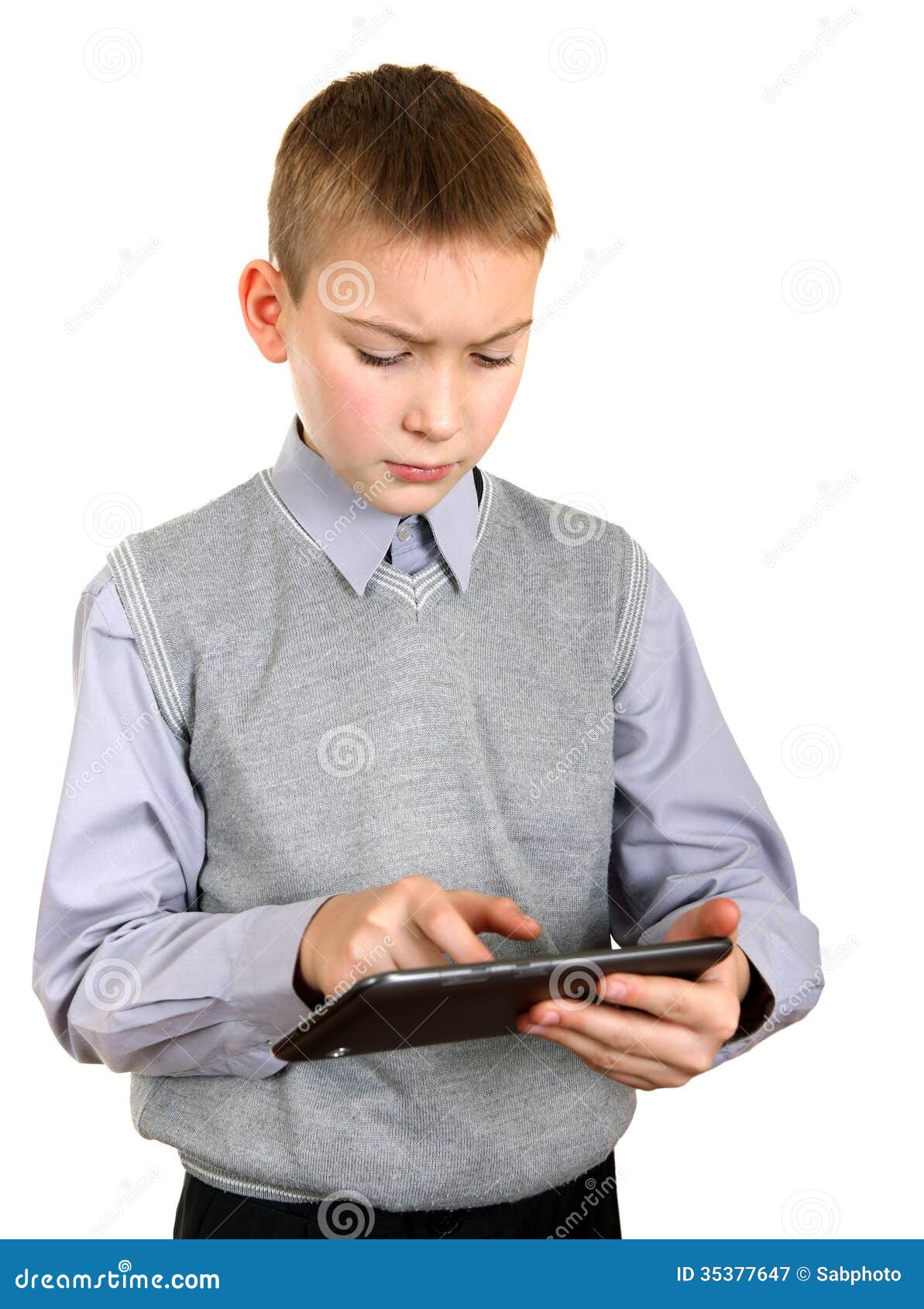 Boy with Tablet Computer stock image. Image of hold, social - 35377647
