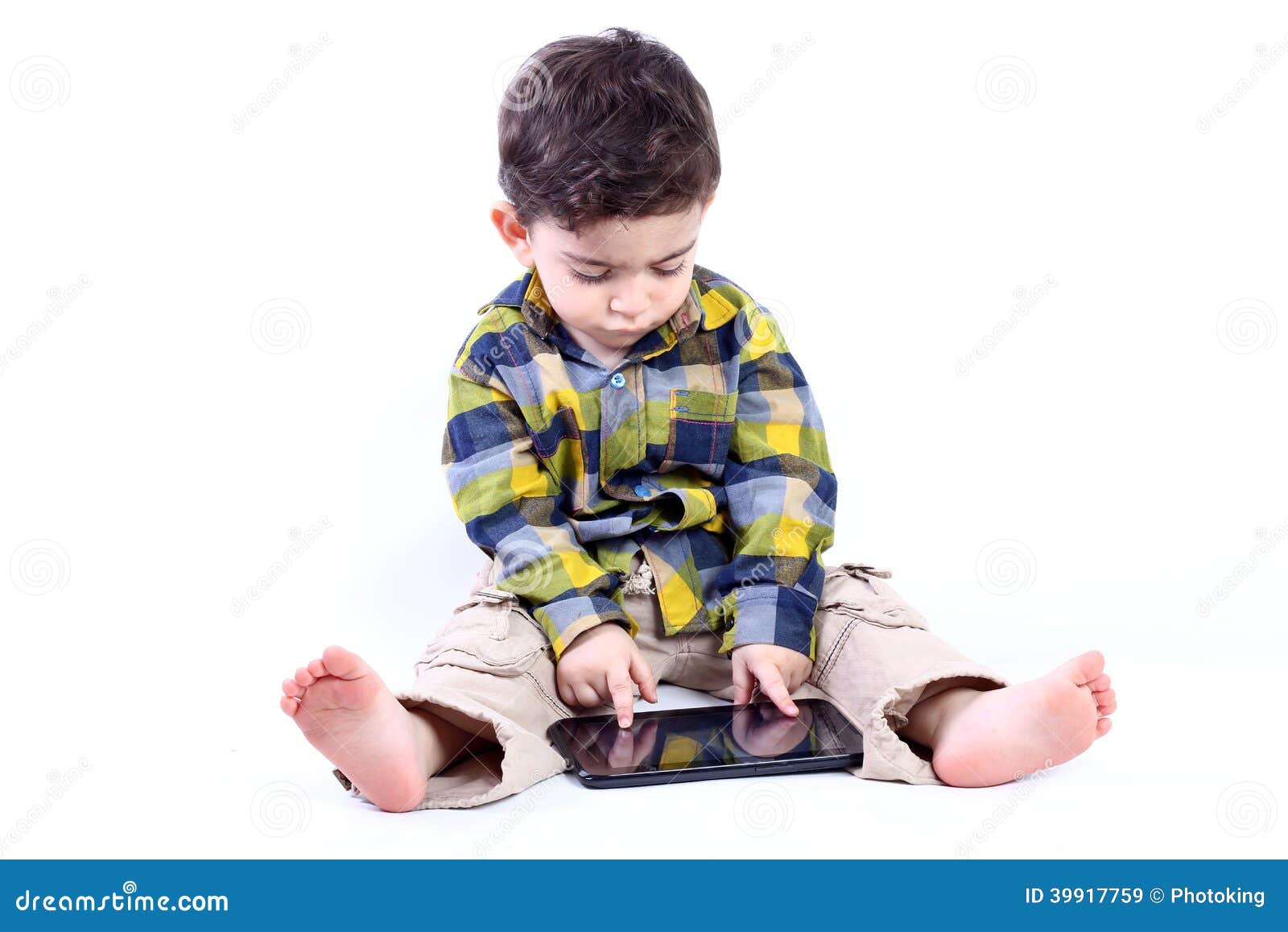 Boy with tablet stock image. Image of child, playing - 39917759