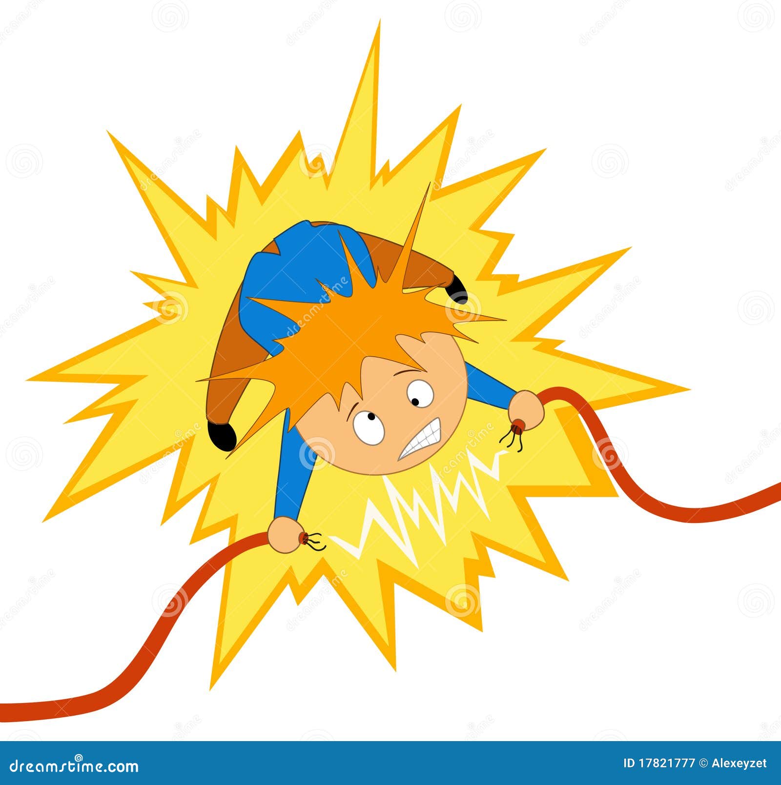 Boy Take the Electrician Shock on the Wire Stock Vector - Illustration ...