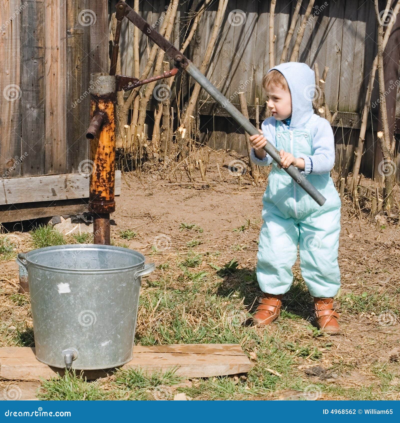 Boy Takes Water from a Well in Village (1) Stock Photo - Image of ...