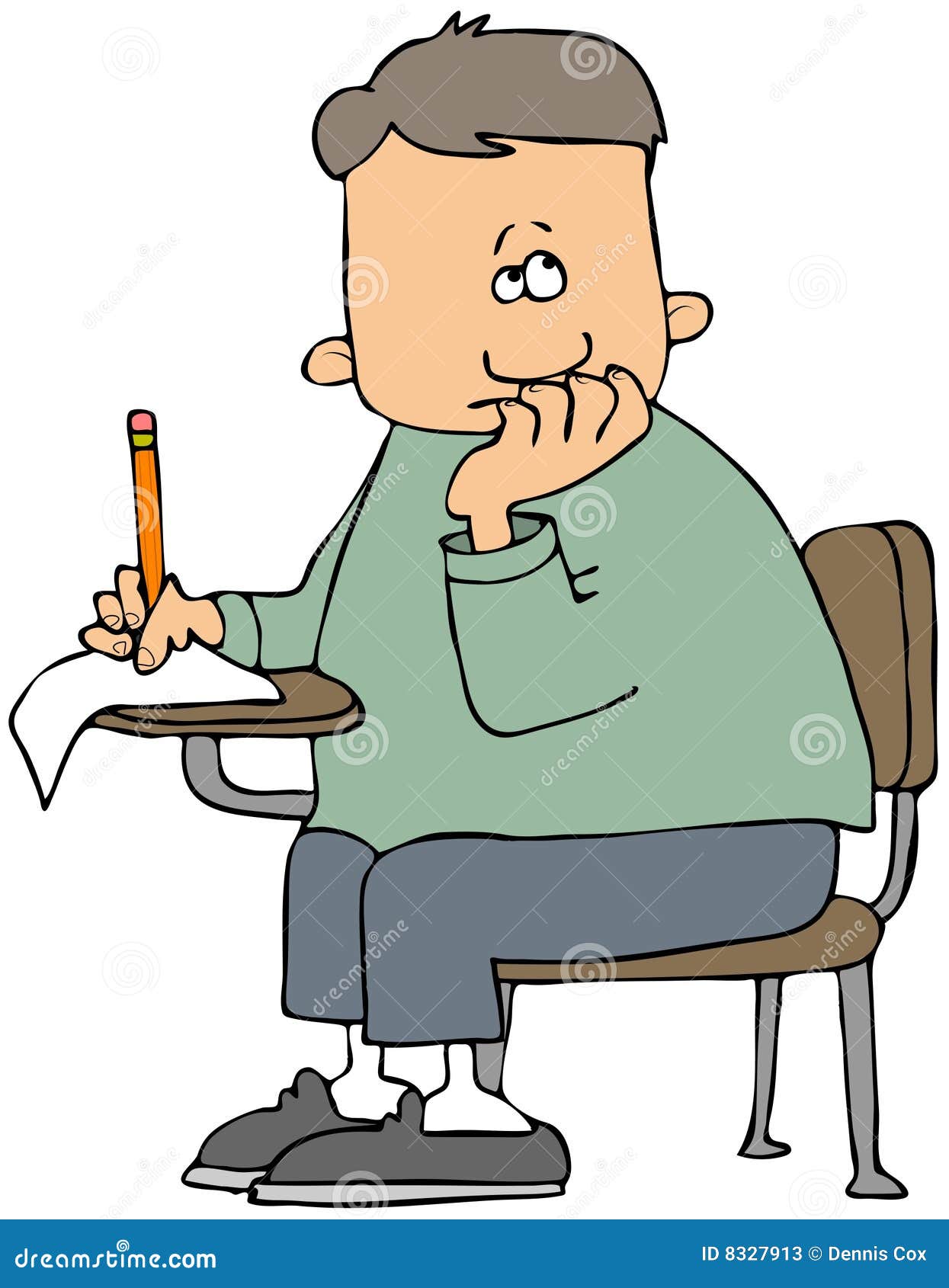 Cartoon Kids Taking A Test