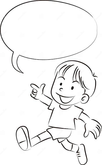 Boy Talk with Speech Bubble Stock Illustration - Illustration of walk ...