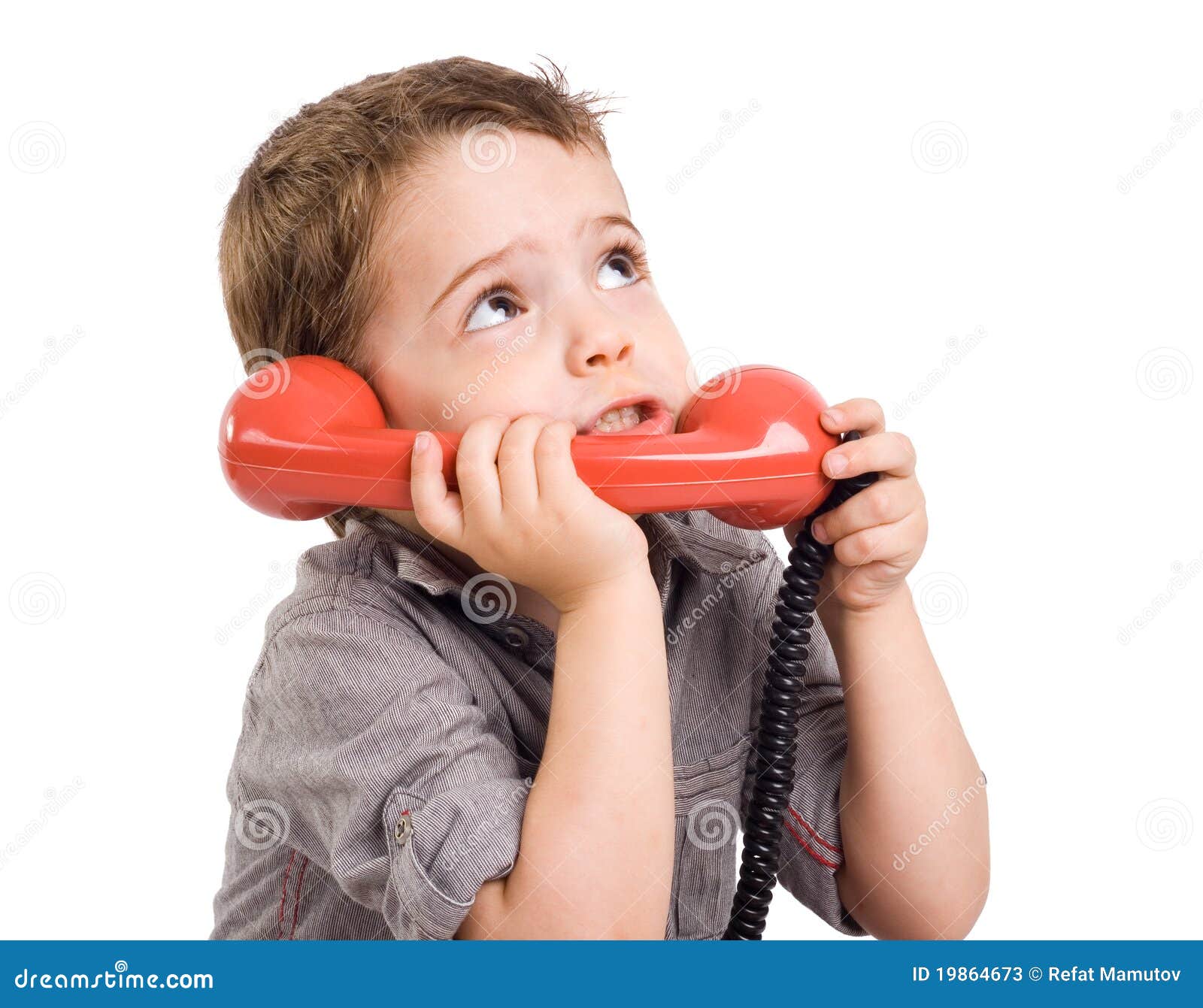 Boy Talking on a Retro Telephone. Stock Image - Image of honey, laugh ...