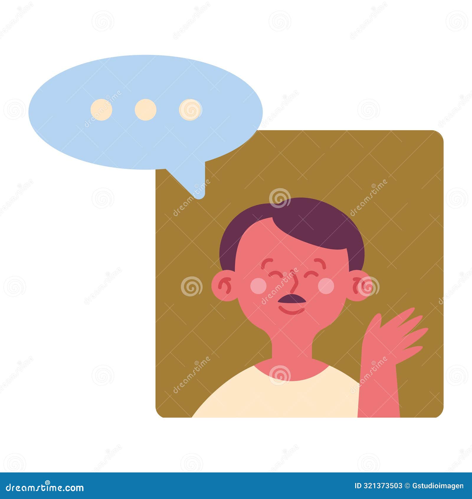 Boy Talking and Waving Hand Stock Vector - Illustration of speech ...