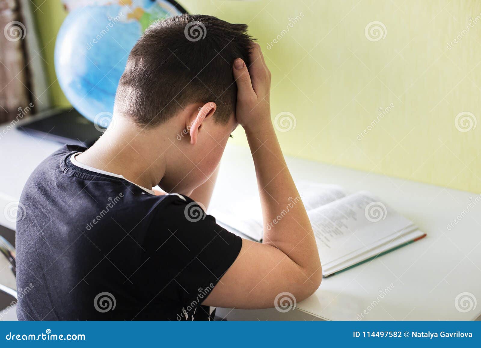 Boy Teaches Lessons, Exam Preparation Stock Photo - Image of sitting ...