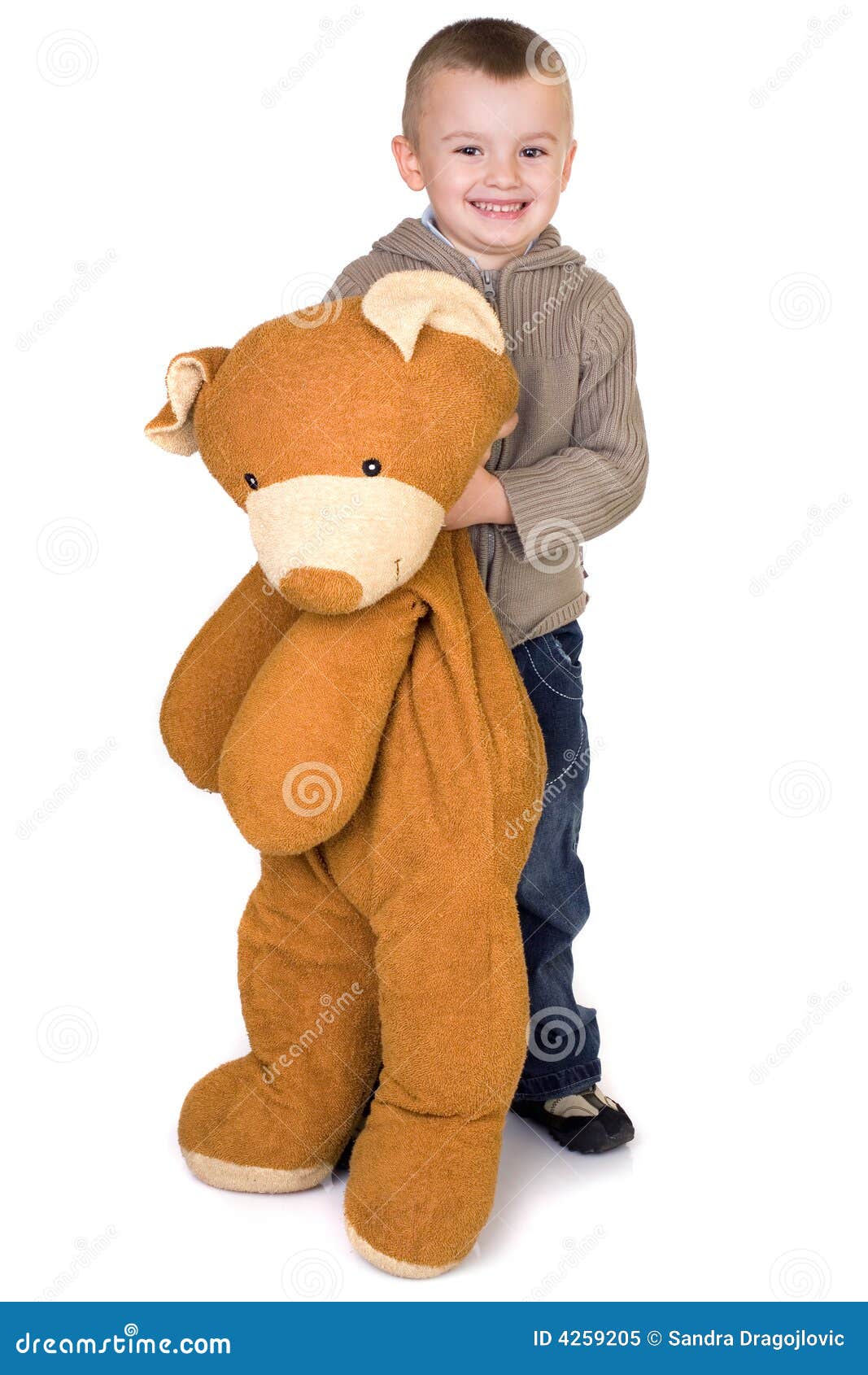 Boy and a teddy bear stock image. Image of childhood, gesture - 4259205