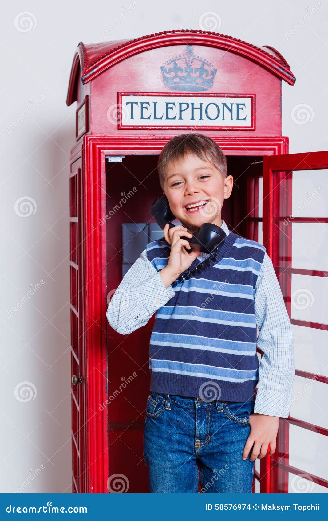 Boy with telephone stock photo. Image of conversation - 50576974
