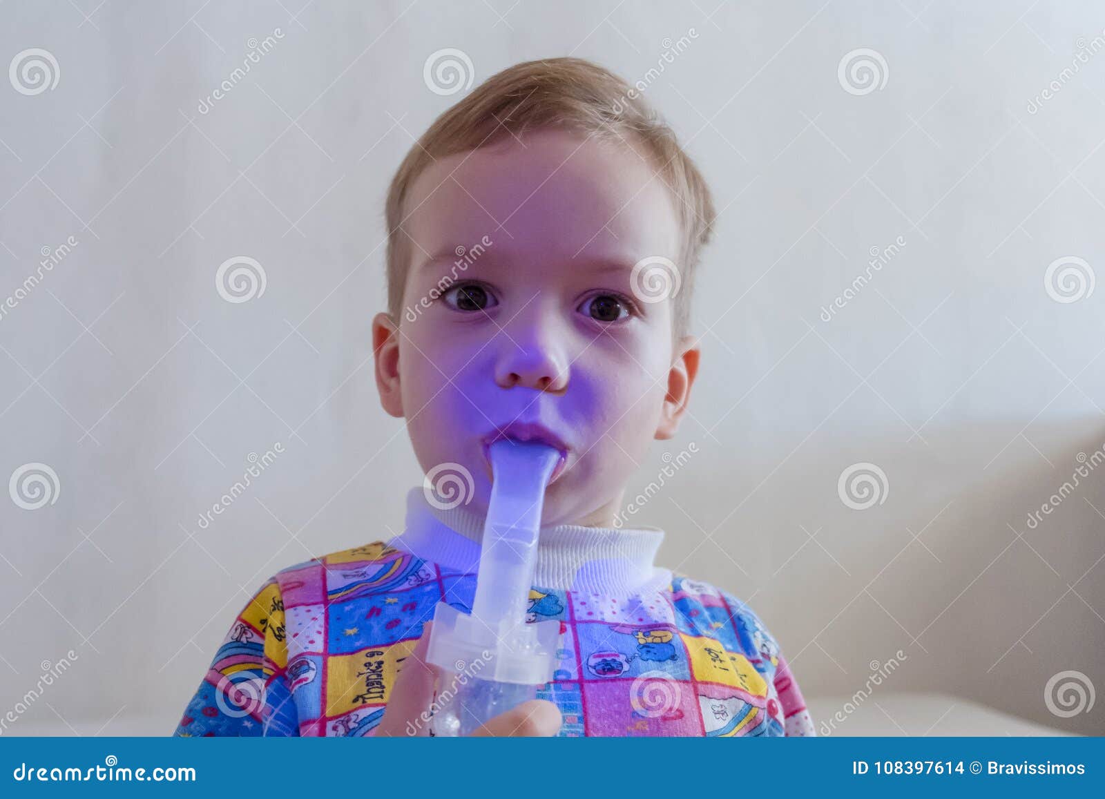 Boy Therapeutic Inhalation Using a Nebulizer Stock Photo - Image of ...