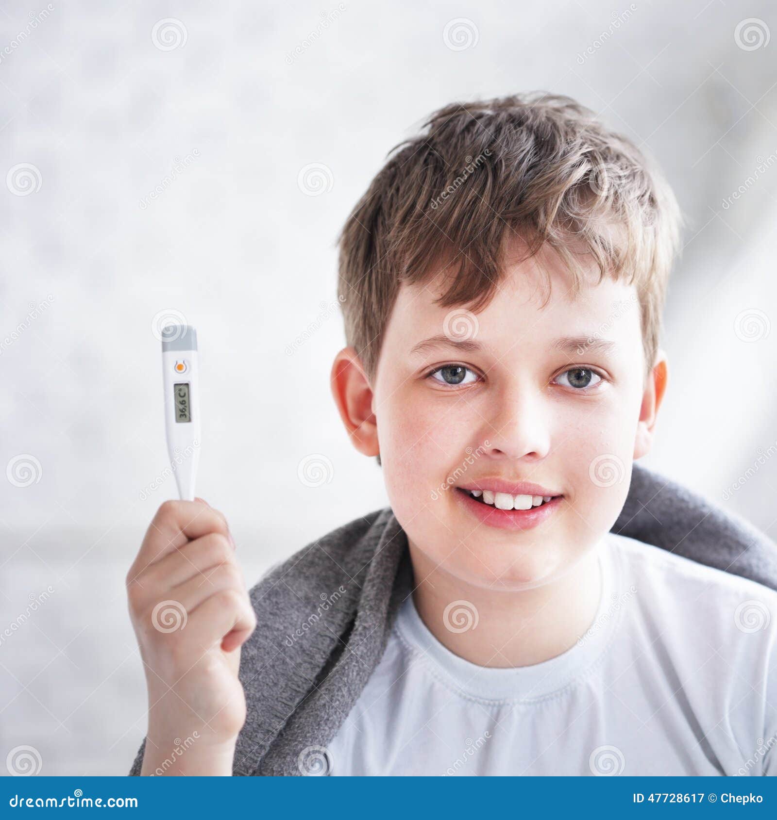 Boy thermometer shows stock image. Image of people, medical - 47728617