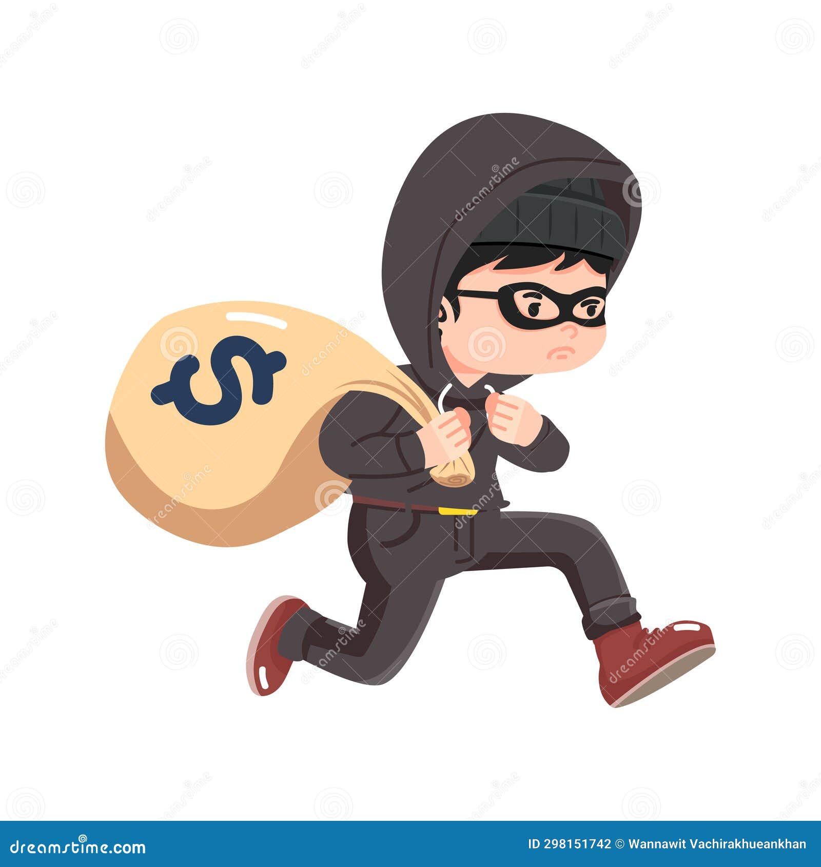 Boy Thief Stealing Carrying Sack Stock Vector - Illustration of ...