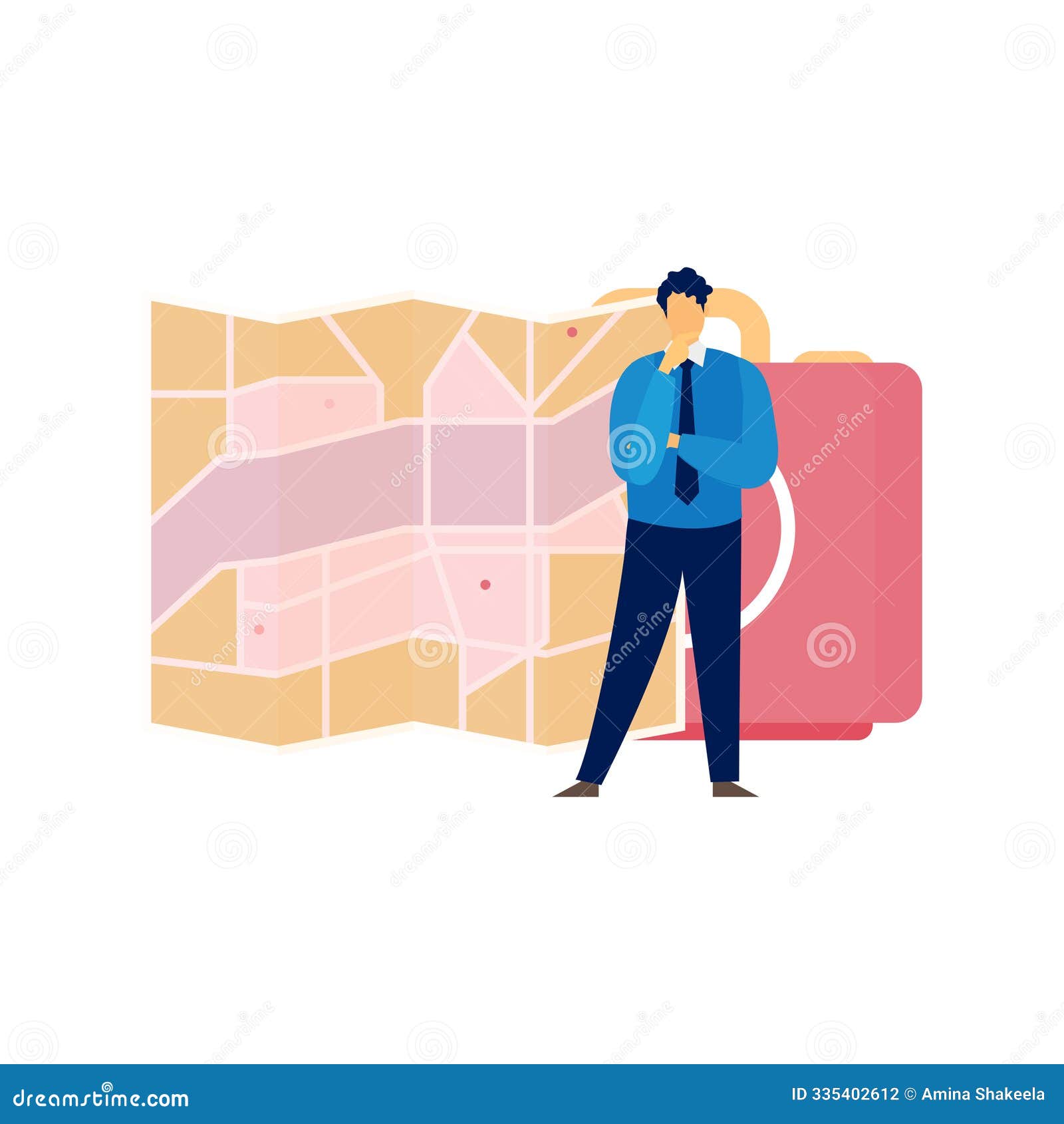 The boy is thinking stock vector. Illustration of thinking - 335402612