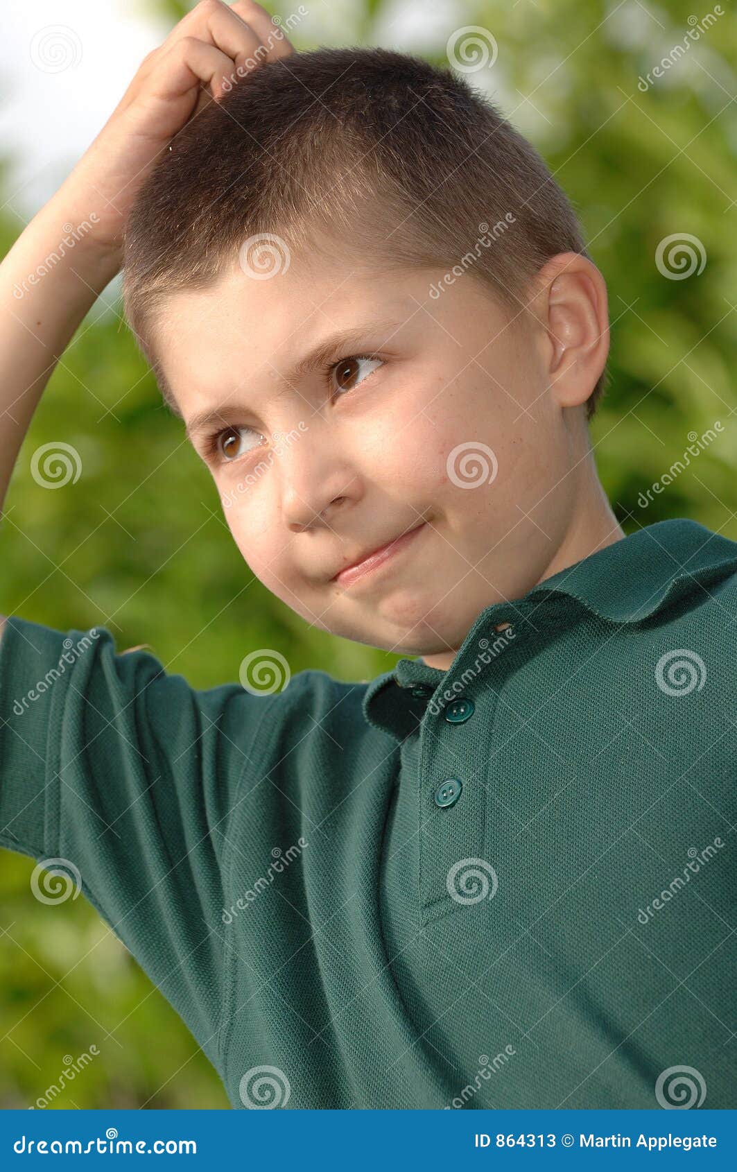 Boy thinking stock image. Image of scratching, young, children - 864313