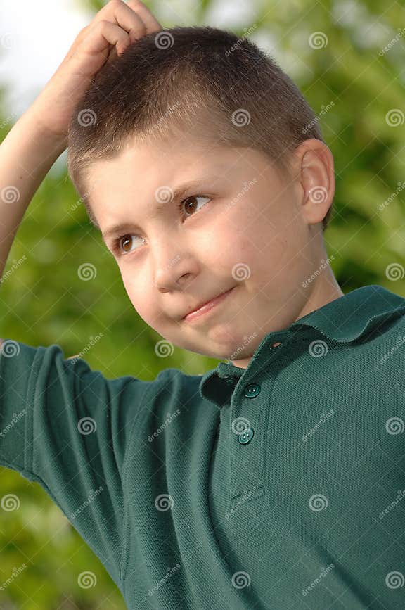 Boy thinking stock image. Image of scratching, young, children - 864313