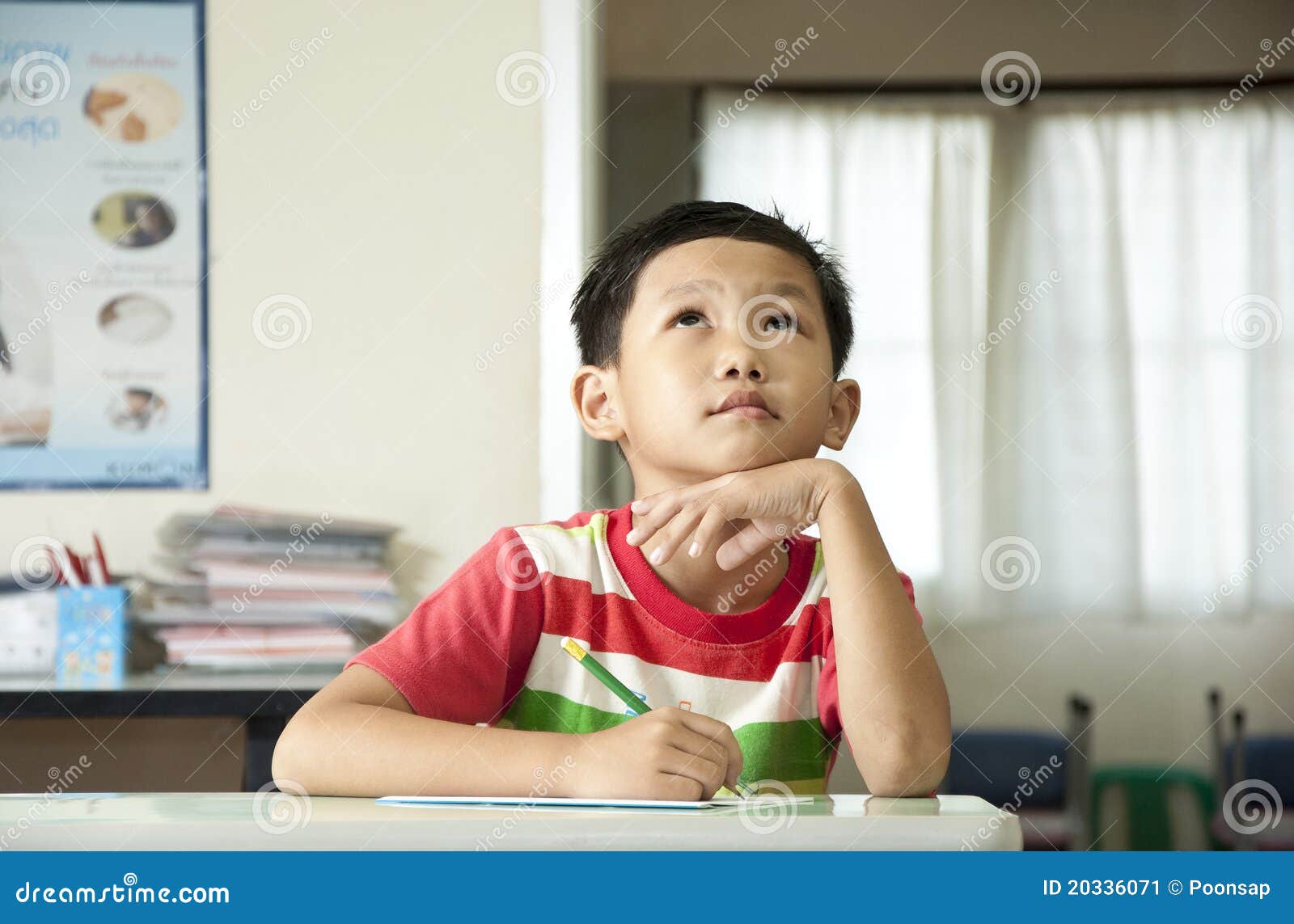 The Boy Thinking in Classroom Stock Image - Image of girl, learn: 20336071