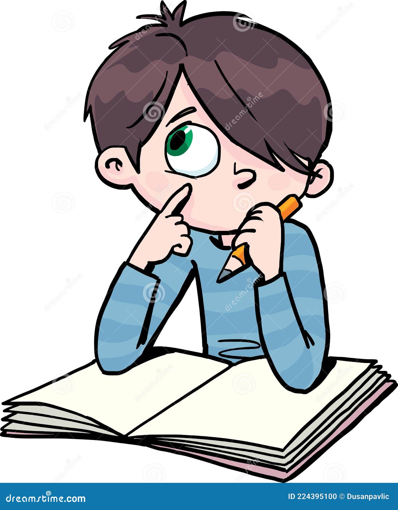 Boy Thinking School Clipart