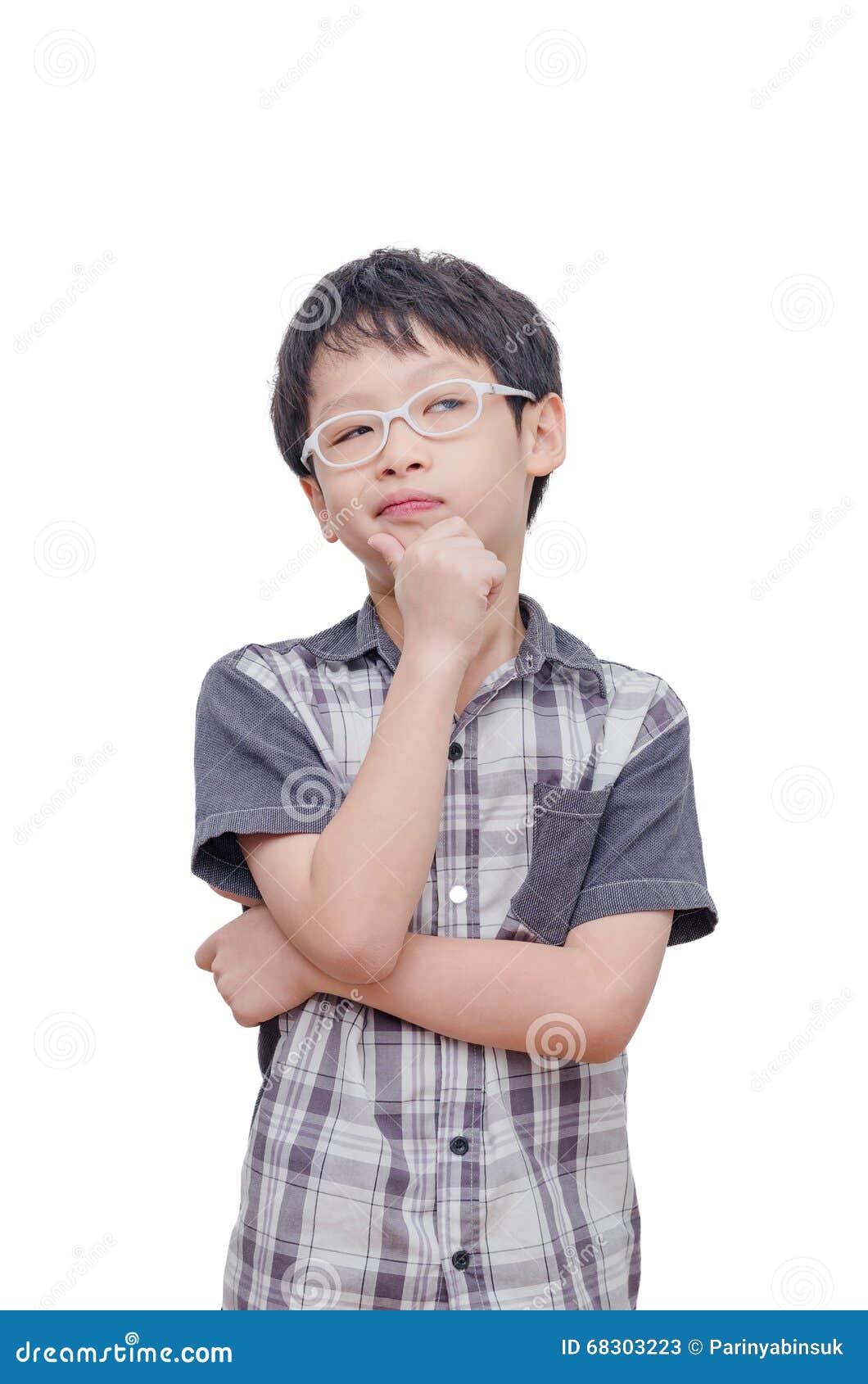 Boy Thinking Over White Background Stock Image - Image of isolated ...