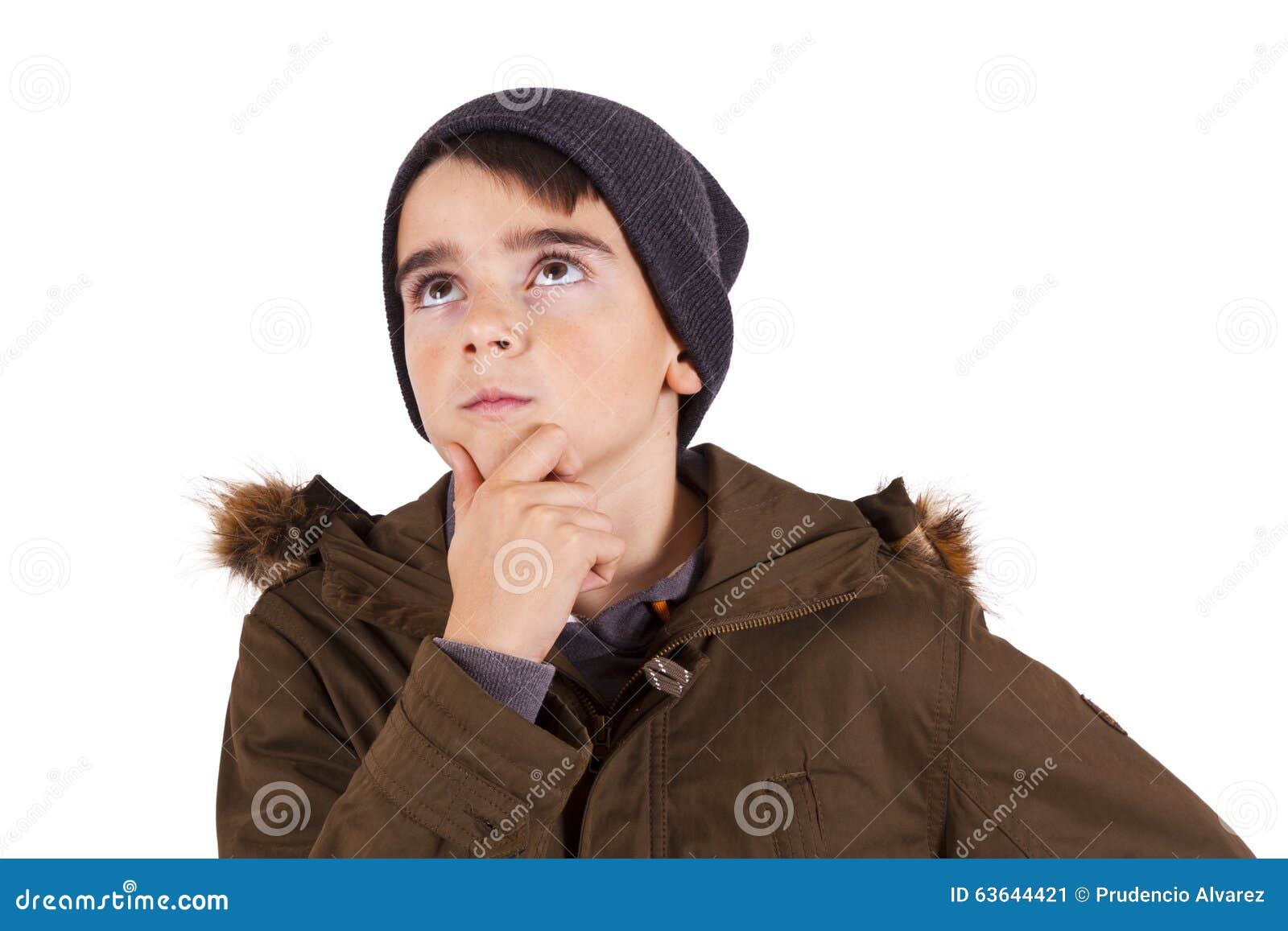 Boy thinking stock image. Image of face, happiness, little - 63644421