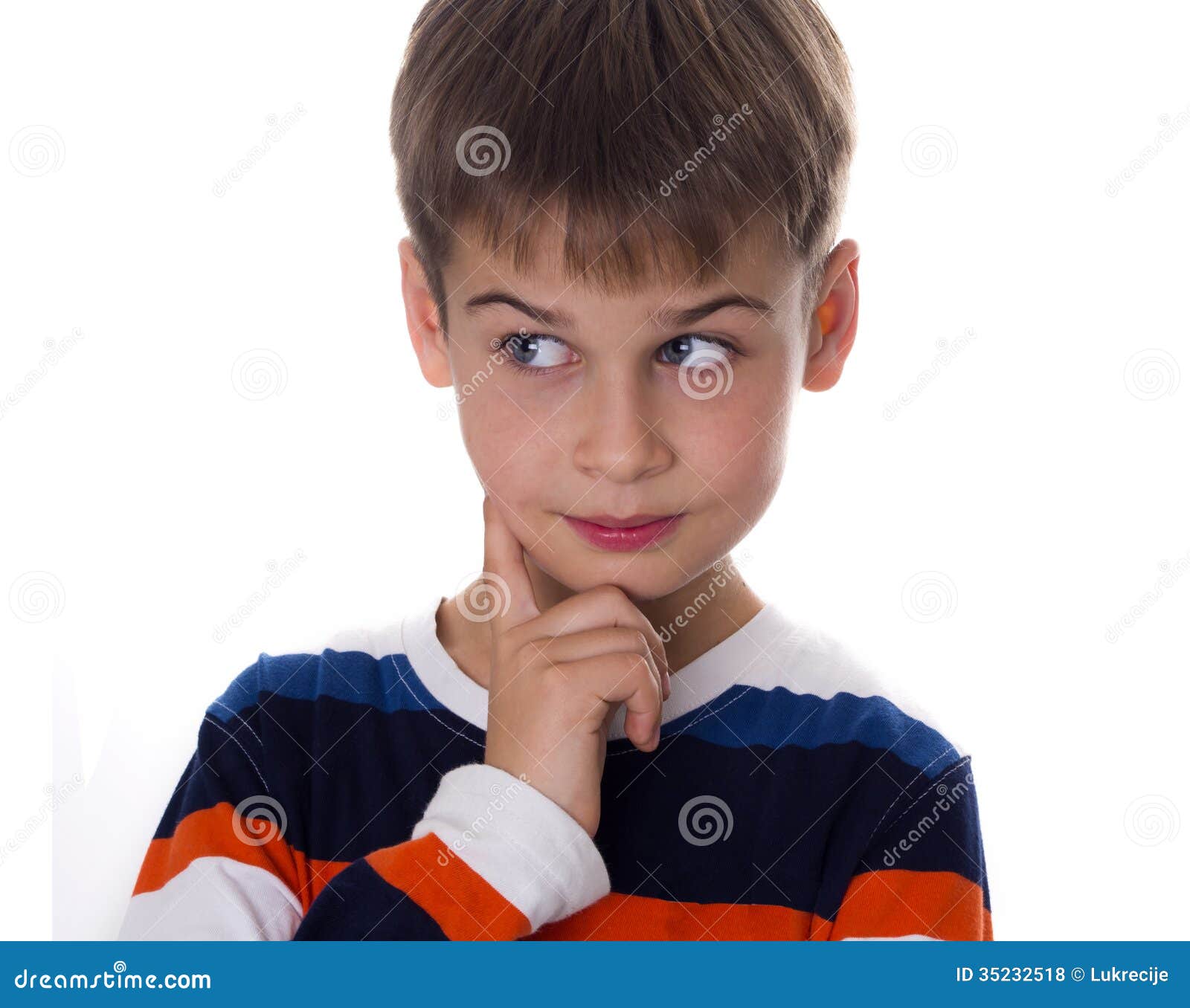 Boy thinking stock photo. Image of beauty, sitting, happy - 35232518