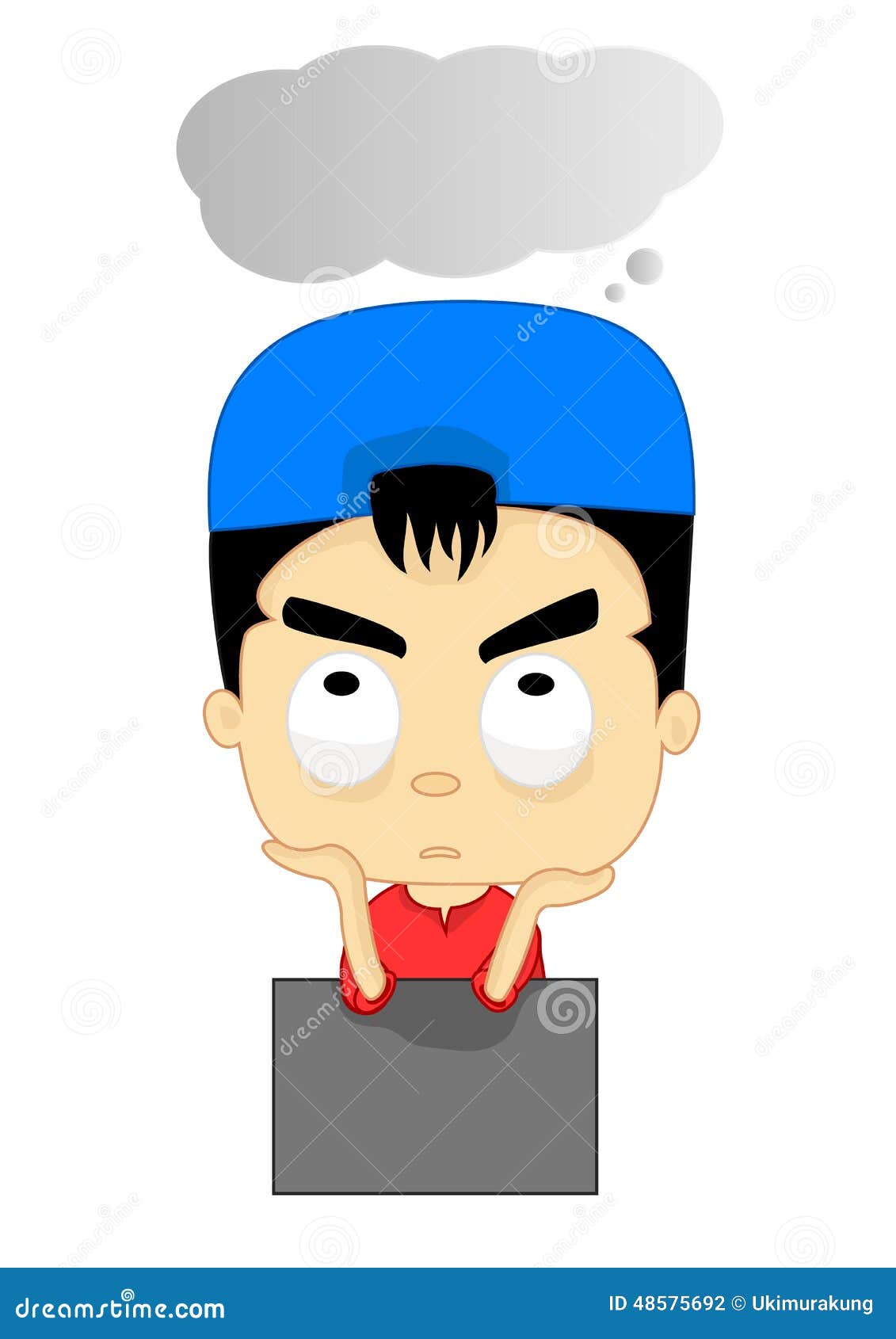A boy thinking stock illustration. Illustration of intelligence - 48575692