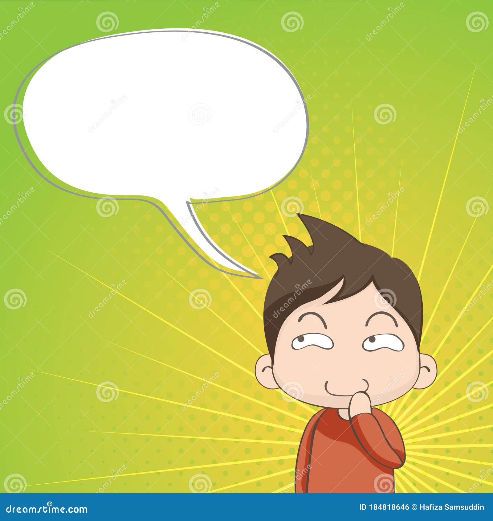 Boy Thinking. Vector Illustration Decorative Background Design Stock ...