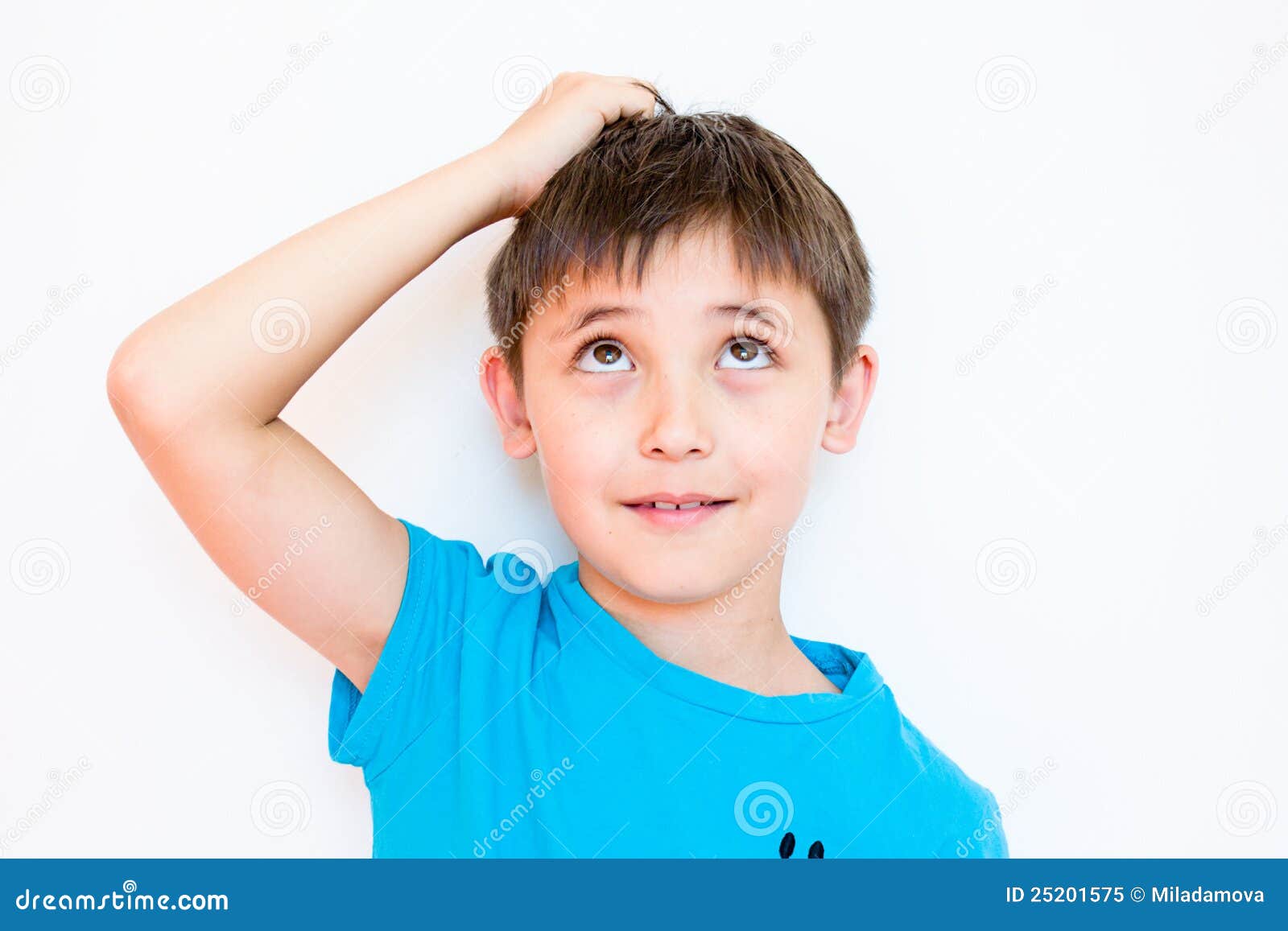 The boy thinks stock image. Image of concentration, facial - 25201575