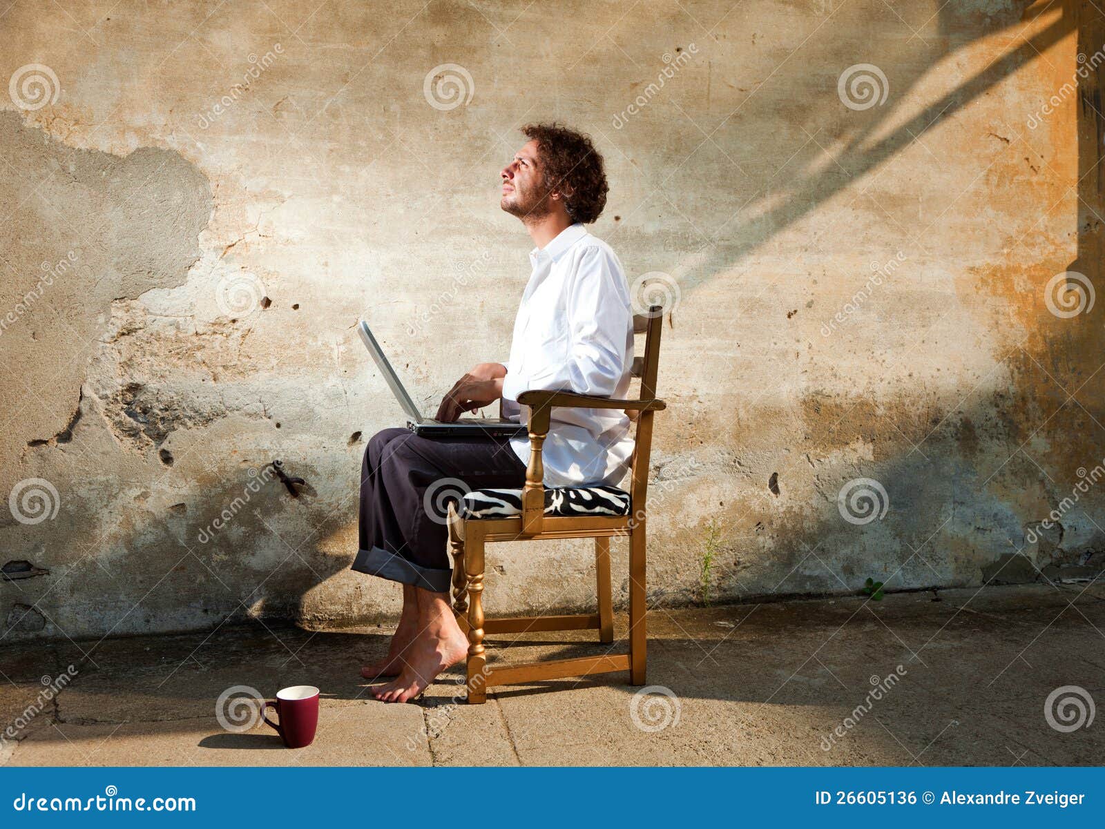 Boy thought to work stock photo. Image of dream, computer - 26605136