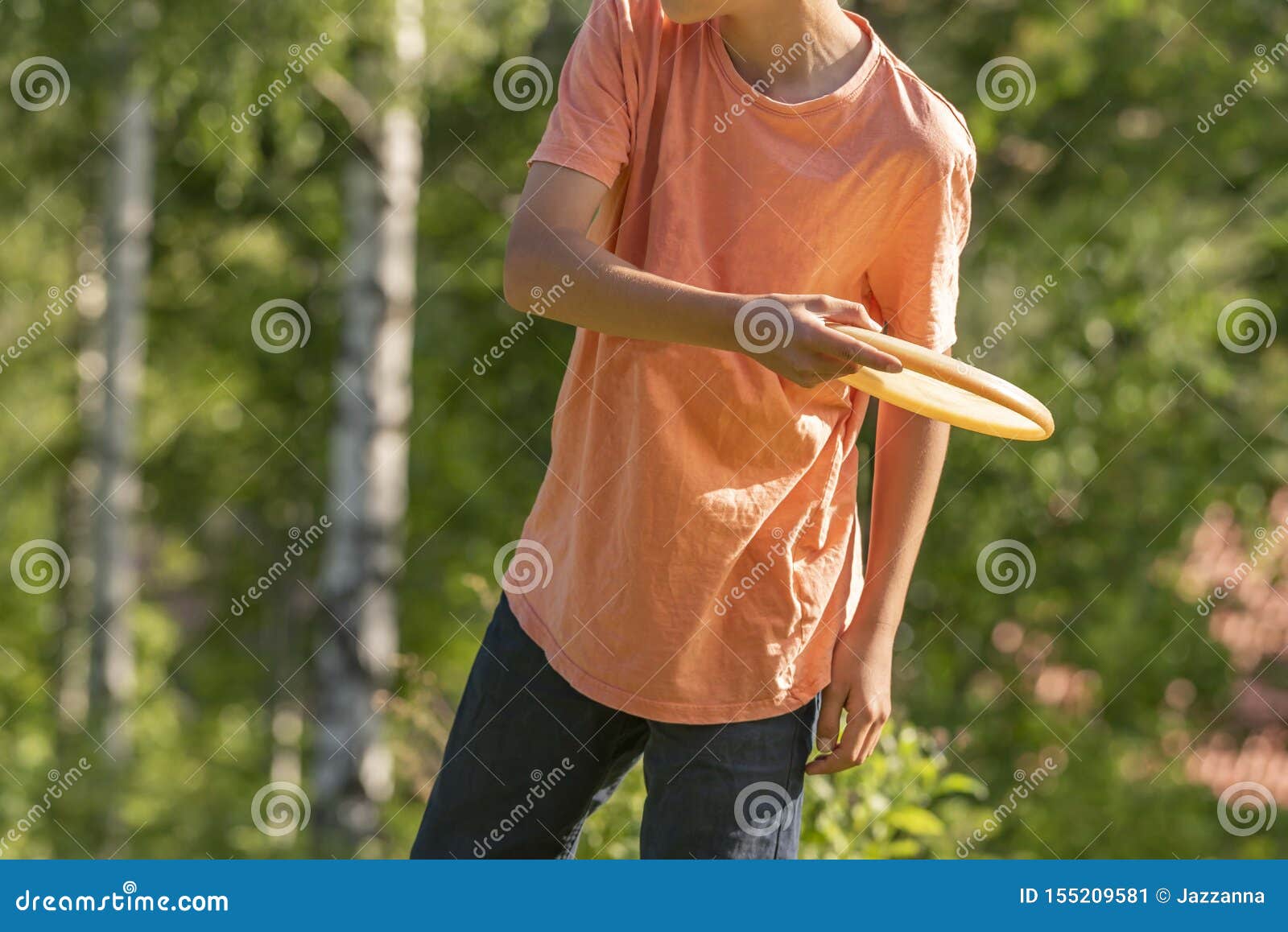 Boy Throwing Flying Disc in Summer Stock Image - Image of park, person ...
