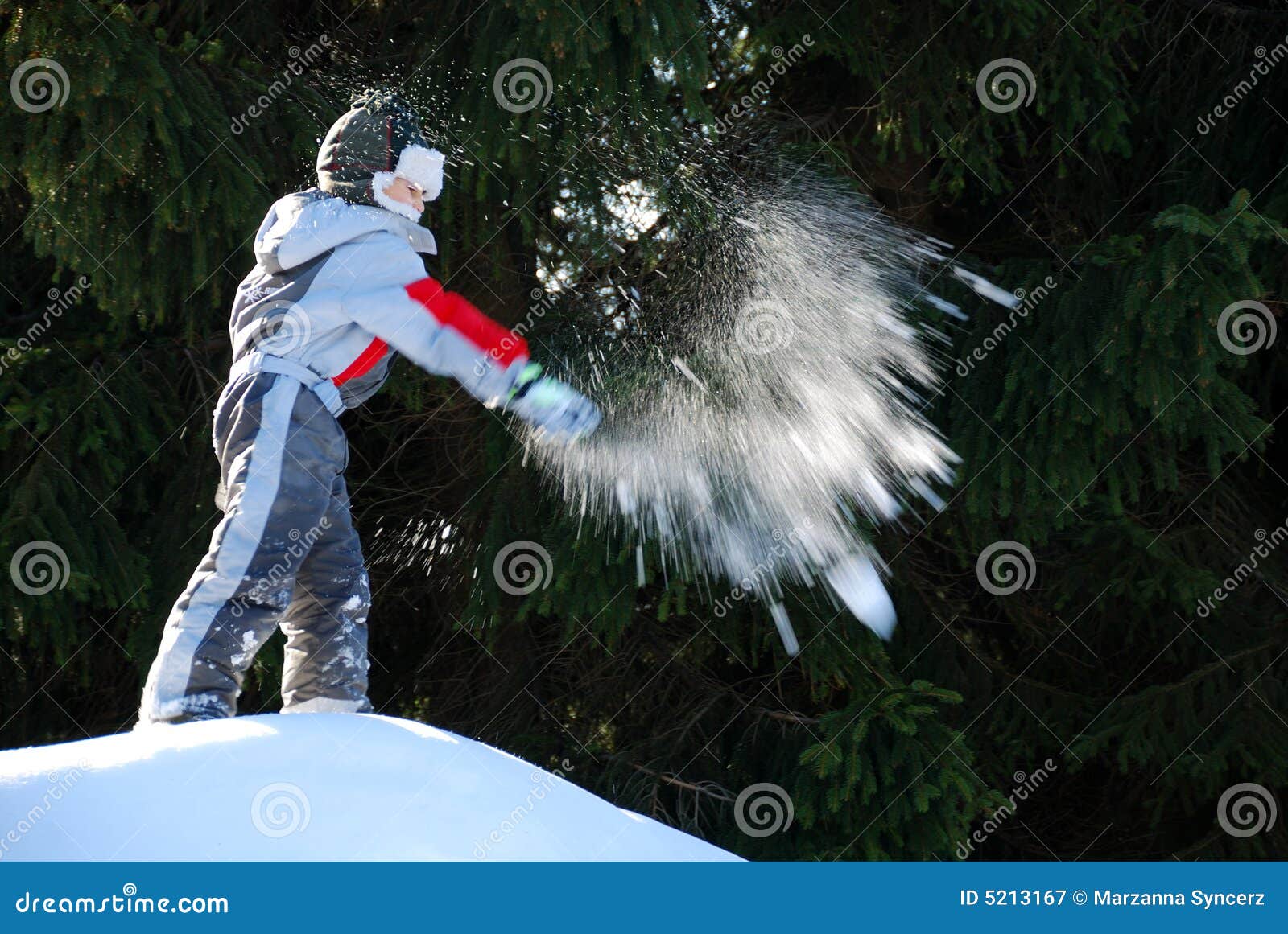 Boy Throwing a Snowball stock image. Image of child, throw - 5213167