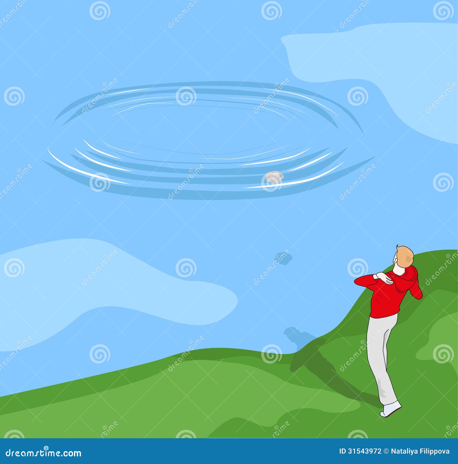 Boy Throwing Stones into the Water Stock Vector - Illustration of ... Boy Throwing Stones into the Water Stock Vector - Illustration of ...