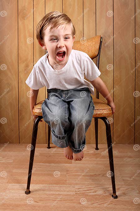 Boy Throwing a Tantrum while on a Time Out Stock Photo - Image of ...