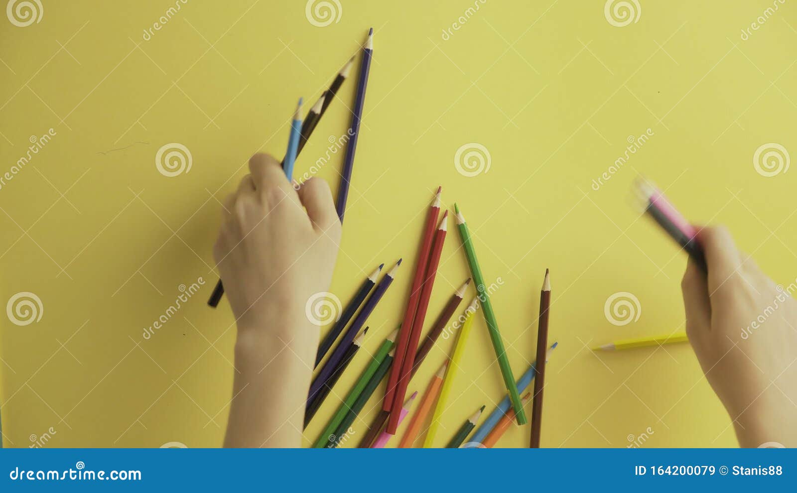 Boy Throws Colored Pencils on the Table. Stock Video - Video of ...