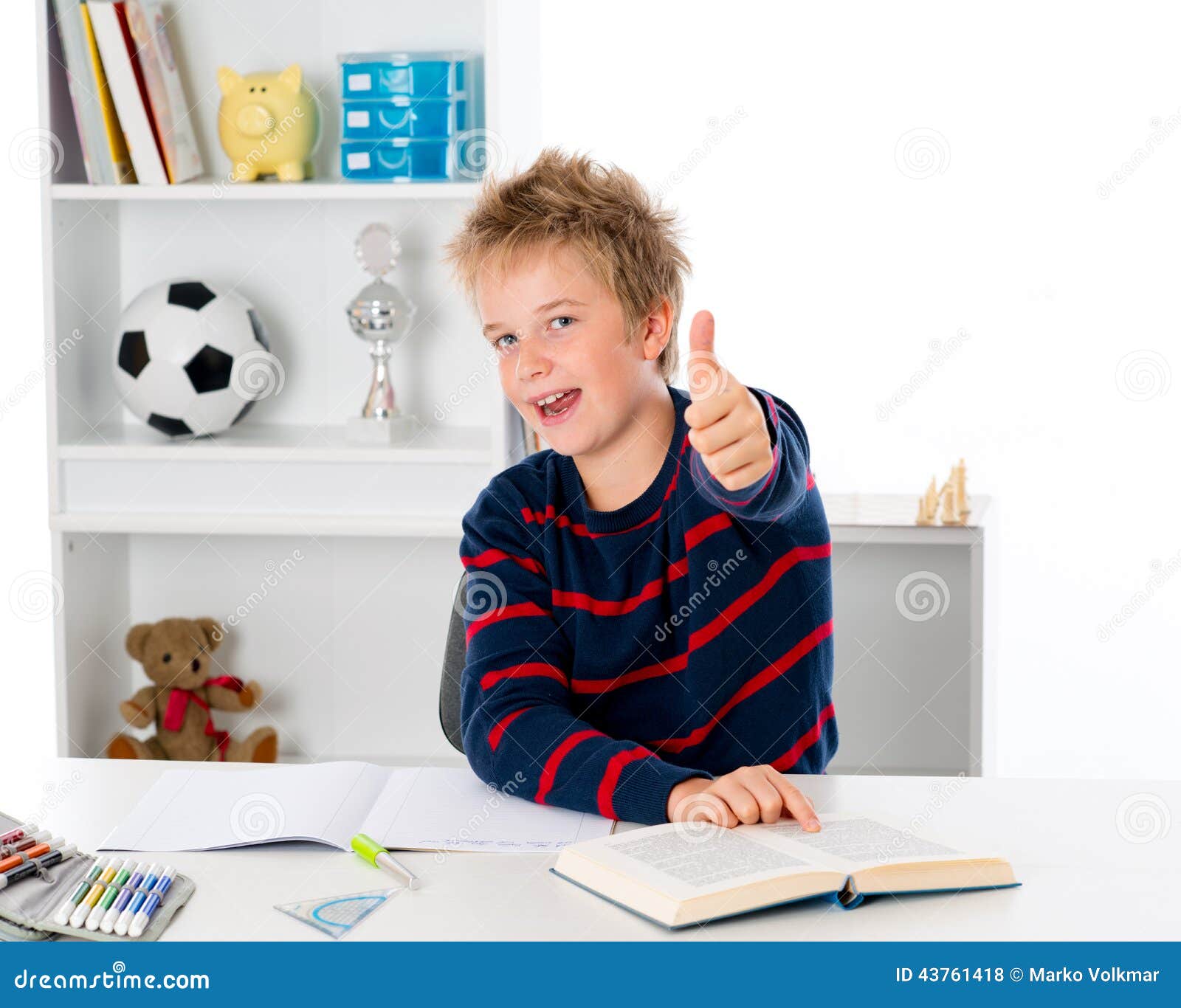 Boy with thumb up stock photo. Image of education, cerebration - 43761418