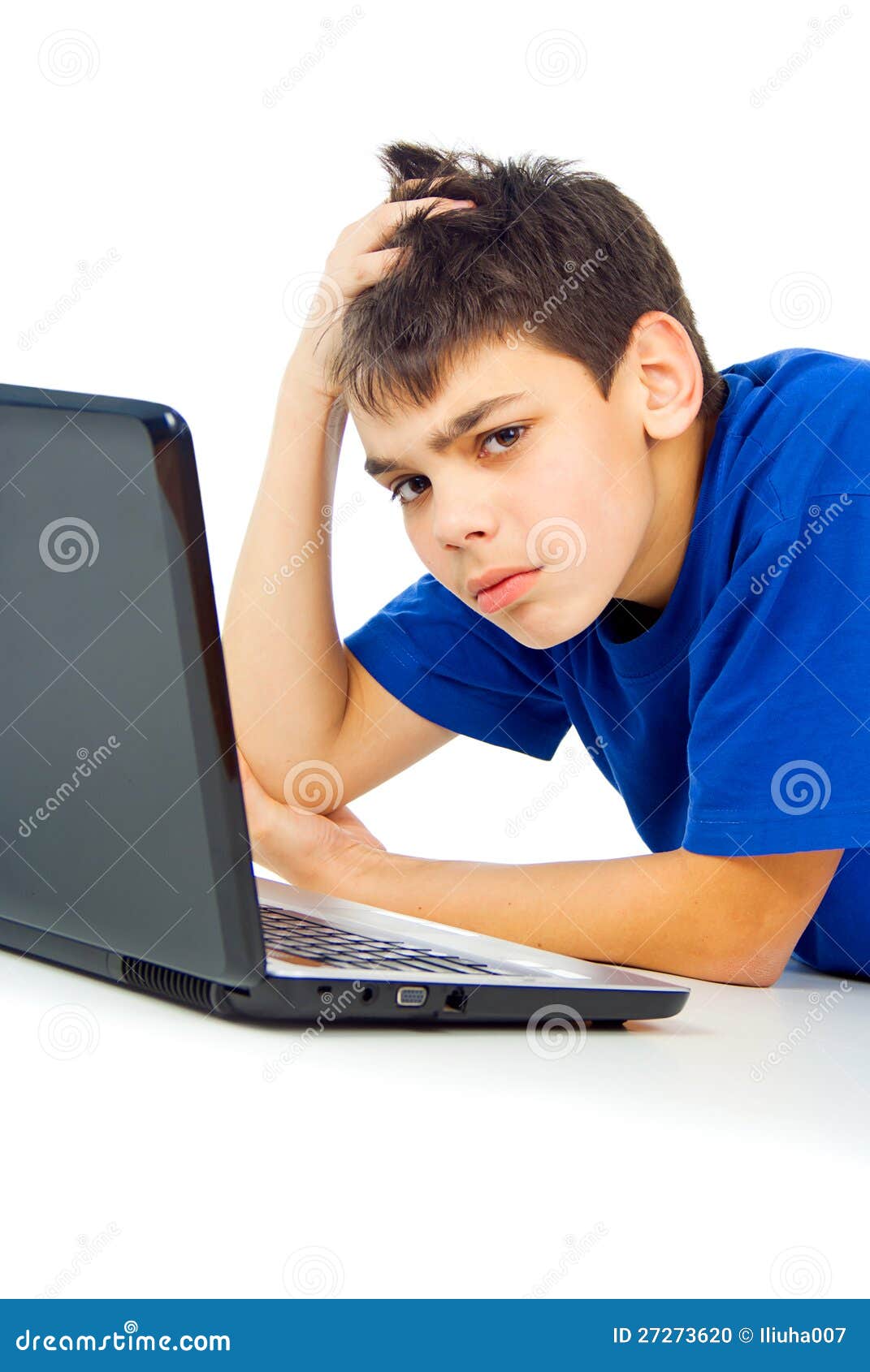 Boy tired of the computer stock photo. Image of care - 27273620