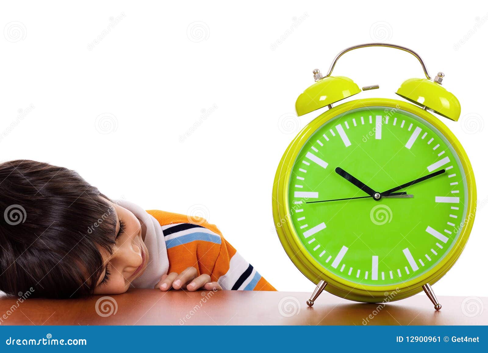 Boy Tired of Study and Sleeping Near the Clock Stock Image - Image of ...