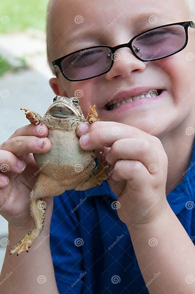 Boy and Toad stock photo. Image of curiosity, reptile - 25829004