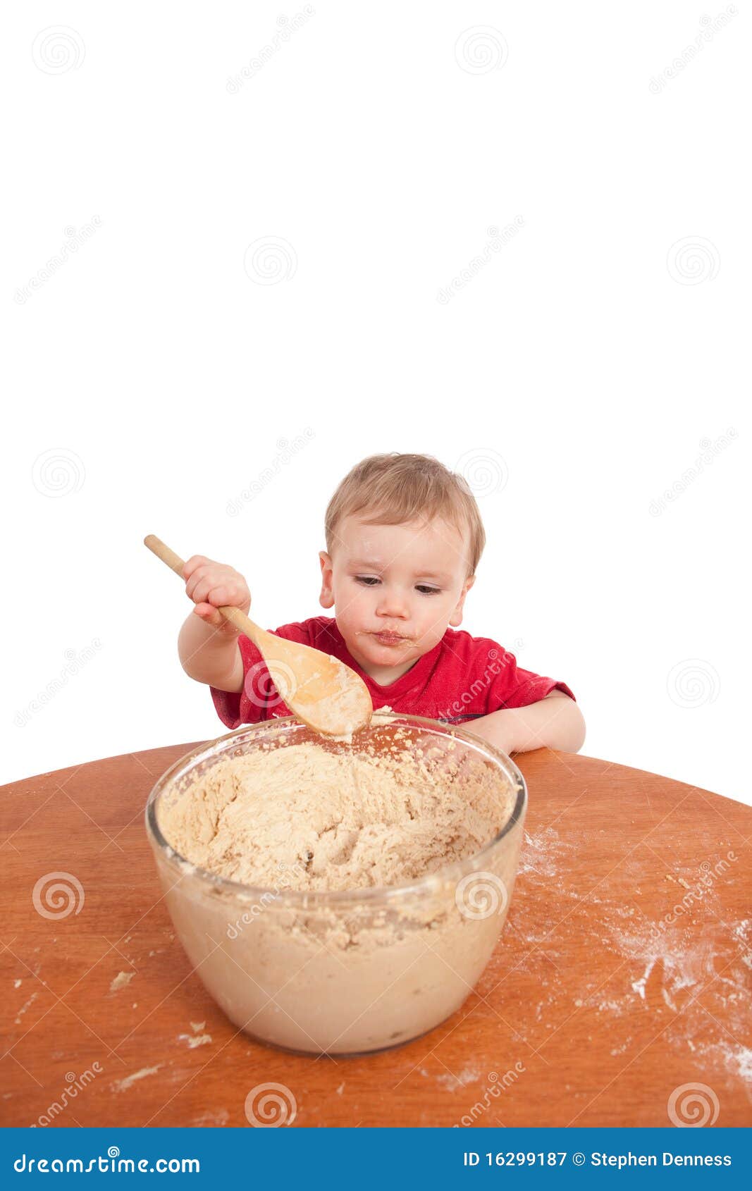 Boy Toddler Child Making Cake in Kitchen Stock Image - Image of child ...