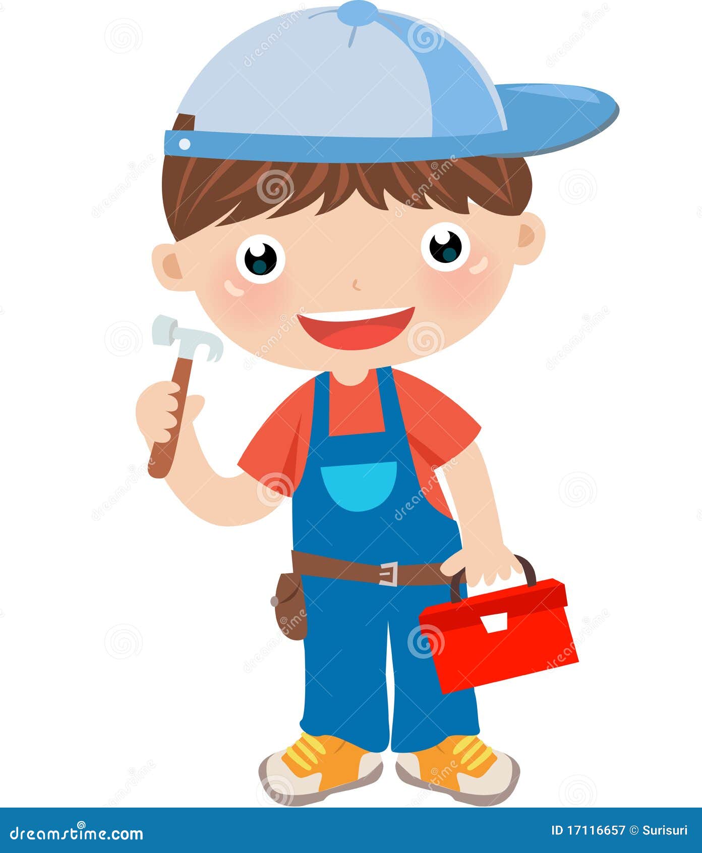 Boy with Tool Box on White Background Stock Vector - Illustration of ...