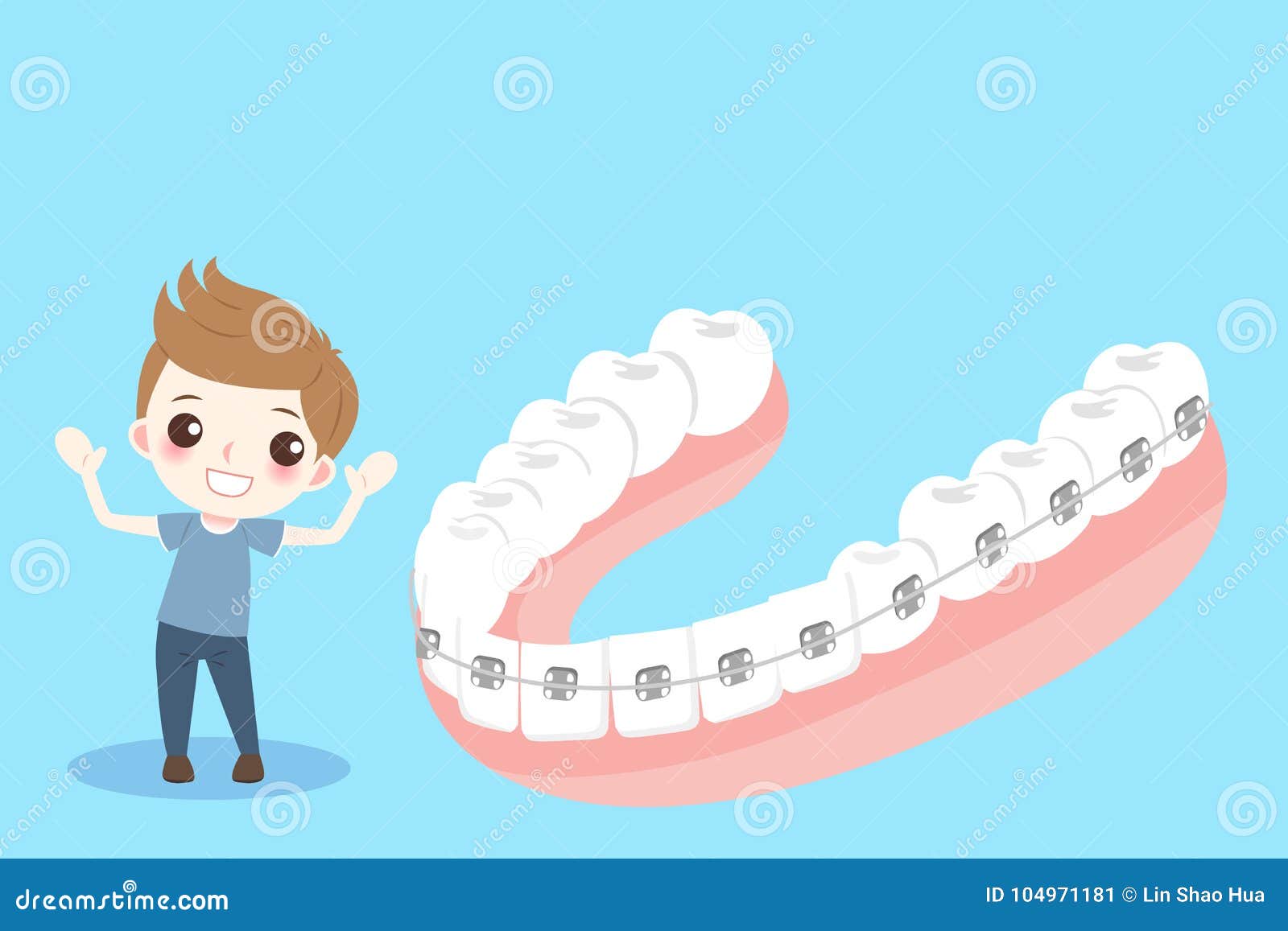 Tooth With Brace Holding Billboards Cartoon Vector | CartoonDealer.com ...