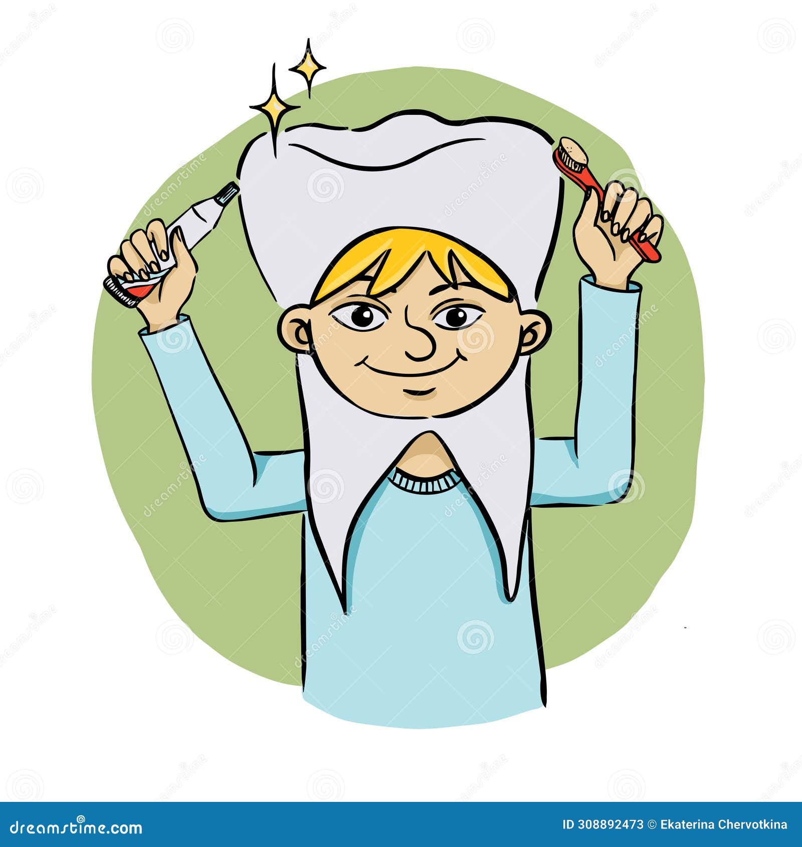 A Boy in a Tooth Suit with a Brush Stock Vector - Illustration of ...