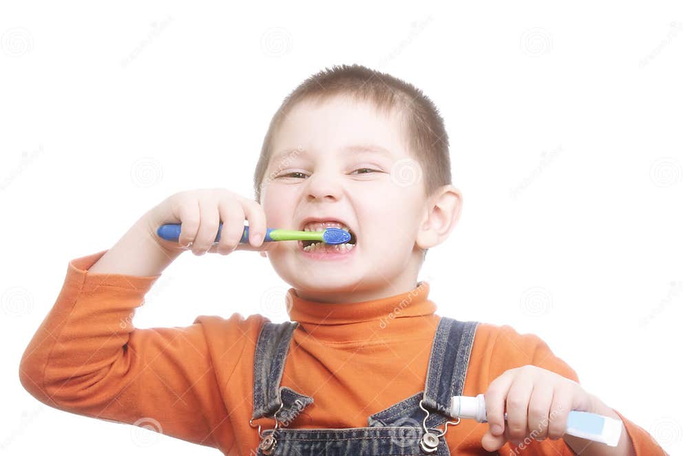 Boy with Toothpaste and Brush Stock Image - Image of tidy, brushing ...