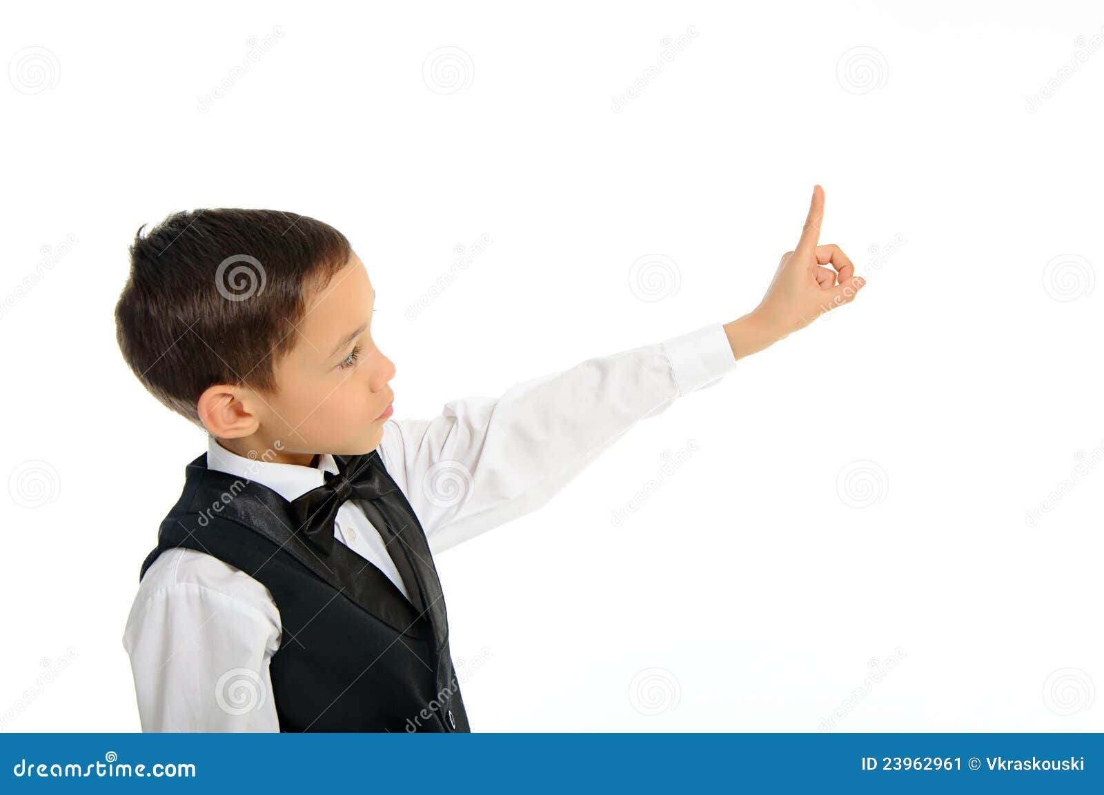 Boy Touching Something with His Finger Isolated Stock Image - Image of ...