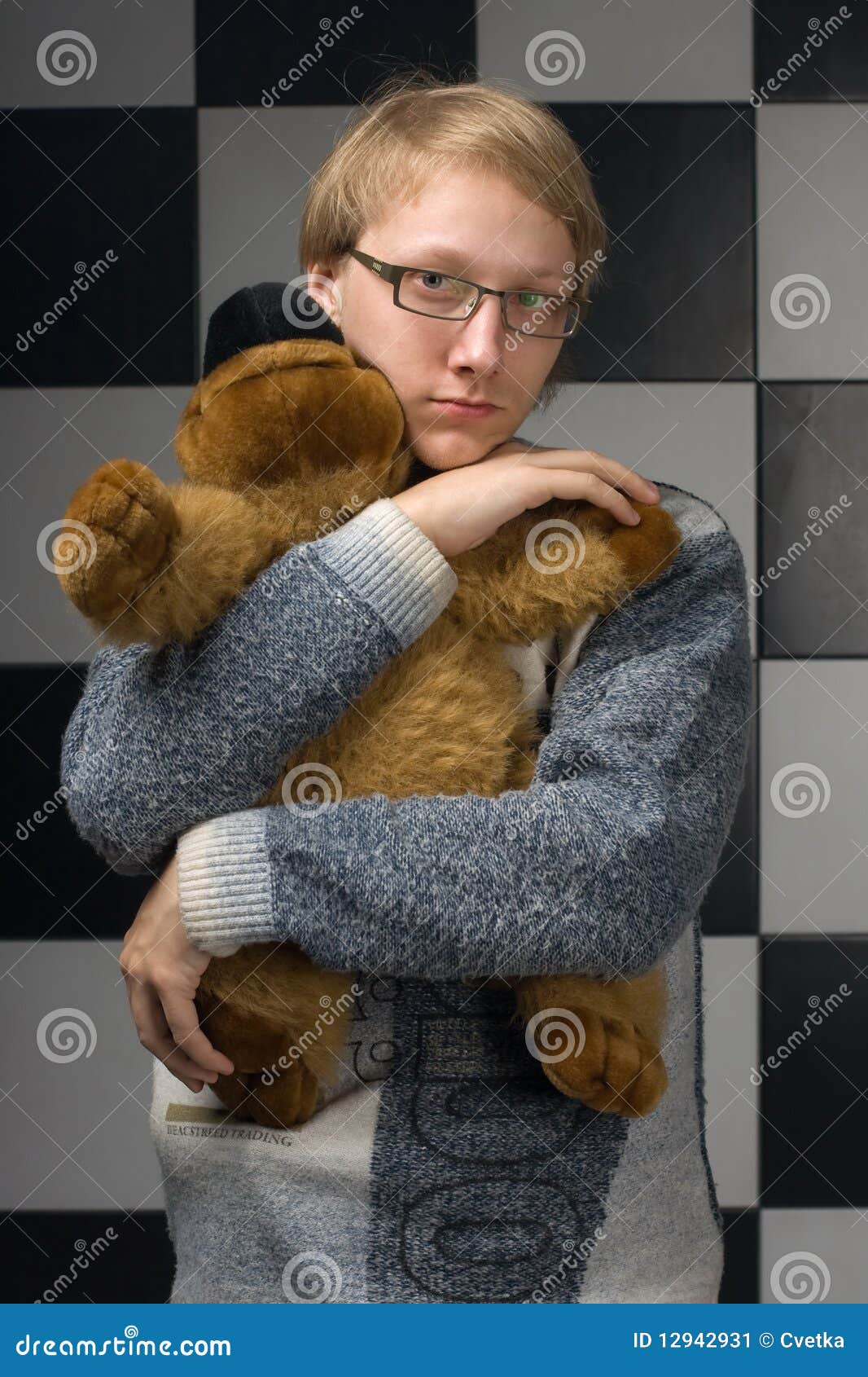 Boy with toy-bear stock image. Image of beautiful, black - 12942931