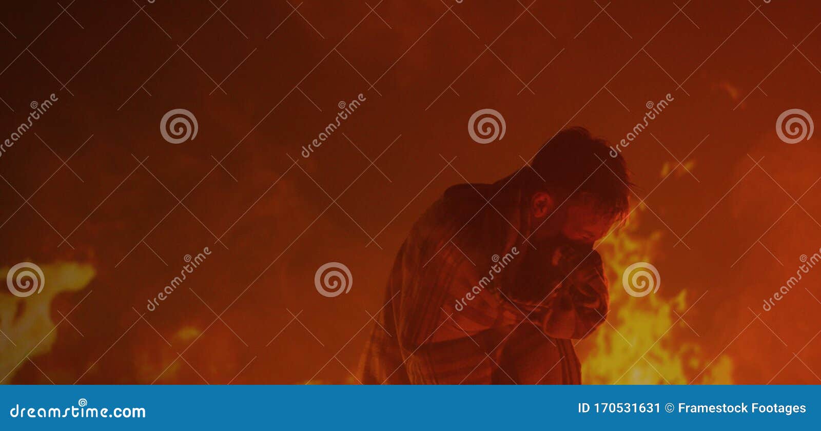 Boy Trapped in Fire Crying for Help Stock Image - Image of helpless ...