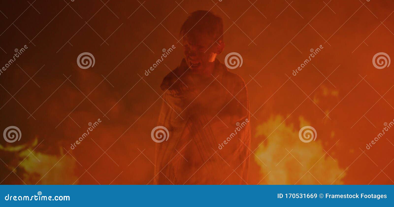 Boy Trapped in Fire Crying for Help Stock Image - Image of danger ...