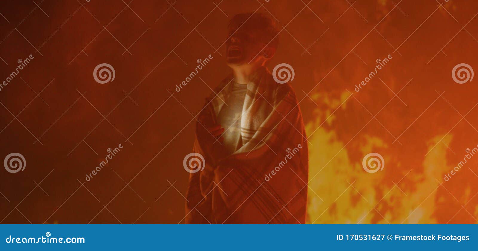 Boy Trapped in Fire Crying for Help Stock Image - Image of smoke ...