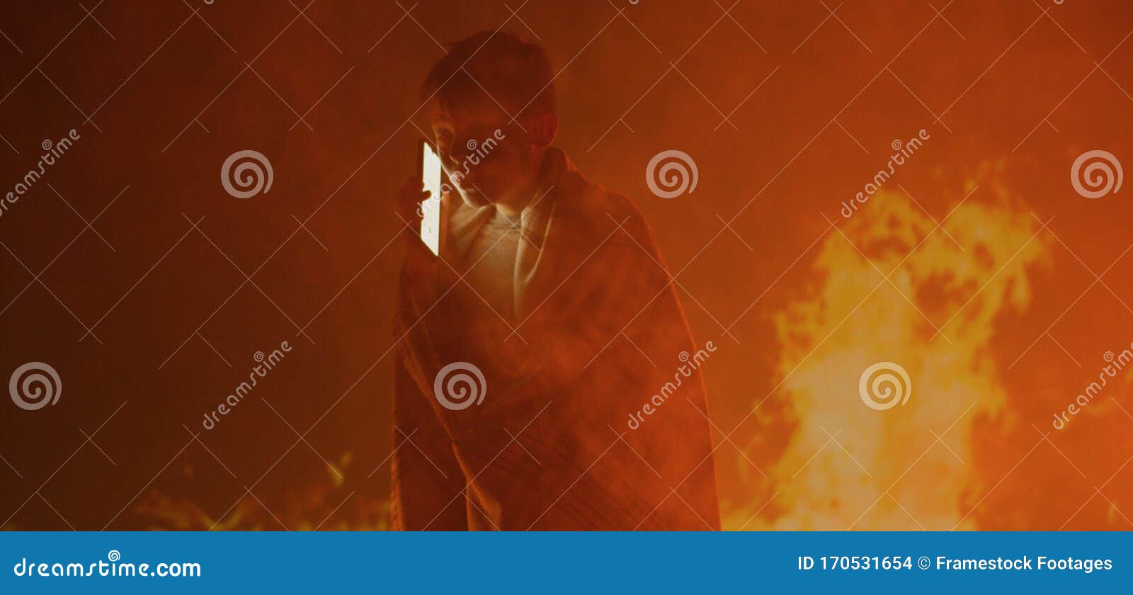 Boy Trapped in Fire Crying for Help Stock Photo - Image of crying ...