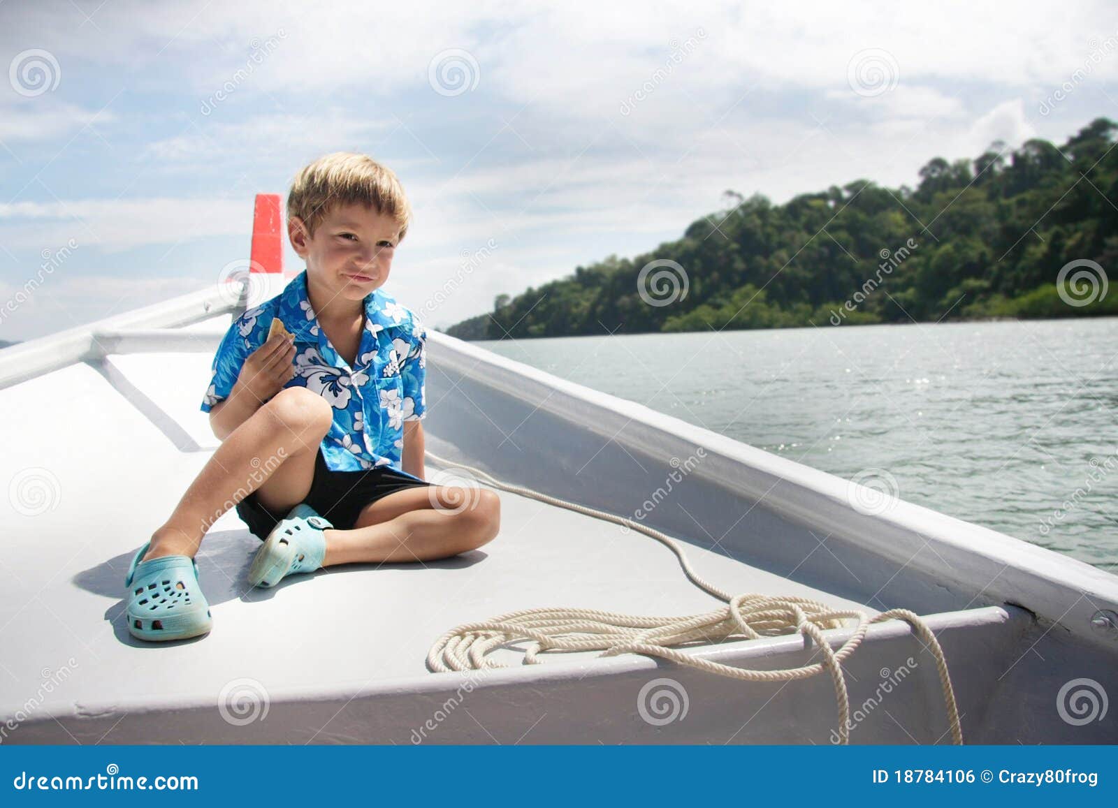 Boy Traveling On Boat Royalty Free Stock Image - Image: 18784106