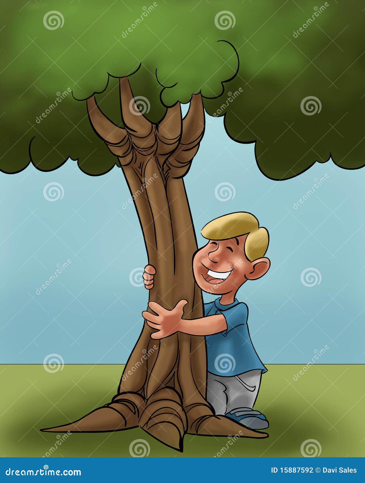 The boy and the tree stock illustration. Illustration of scale - 15887592