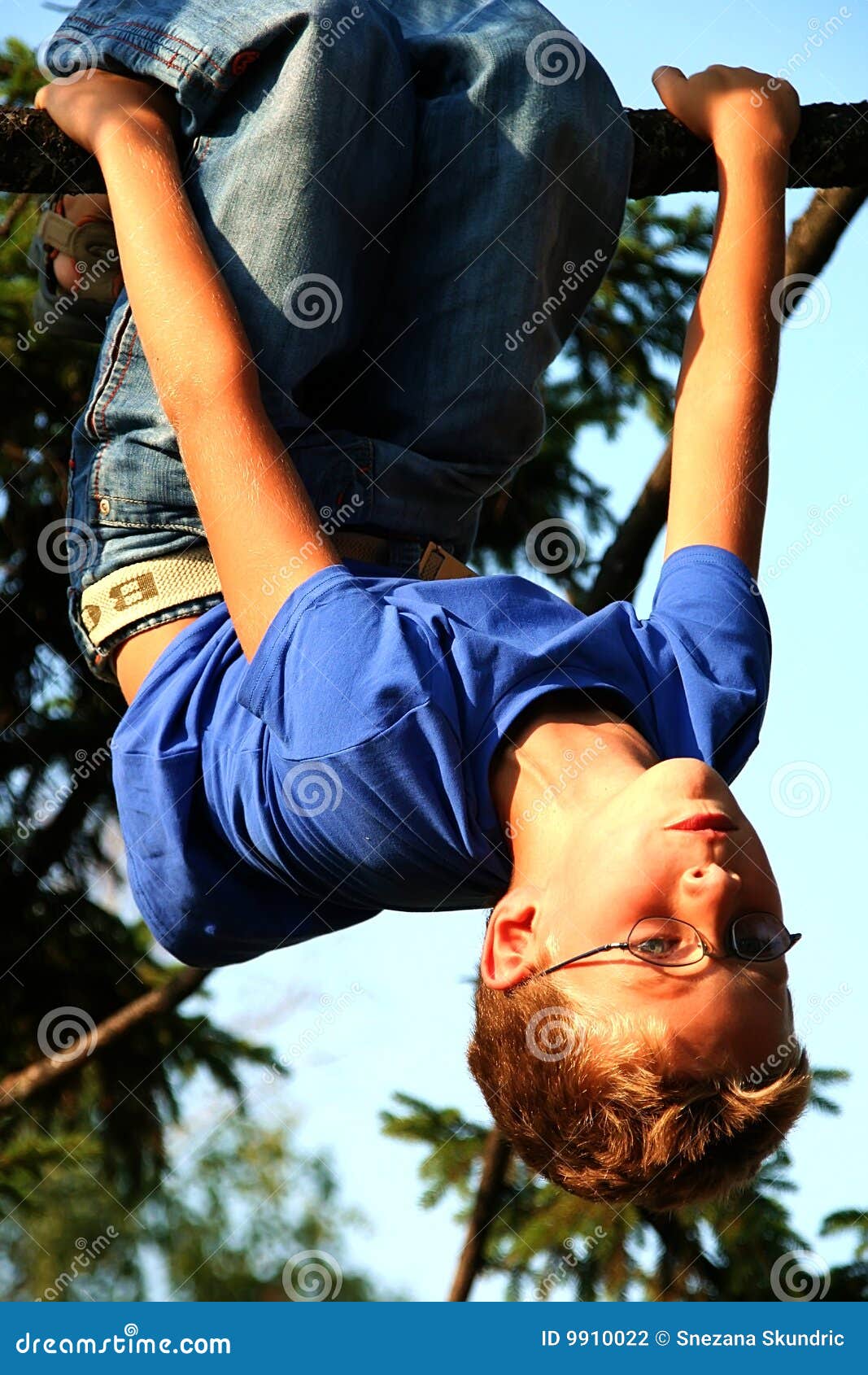 Boy on the tree stock photo. Image of children, playing - 9910022